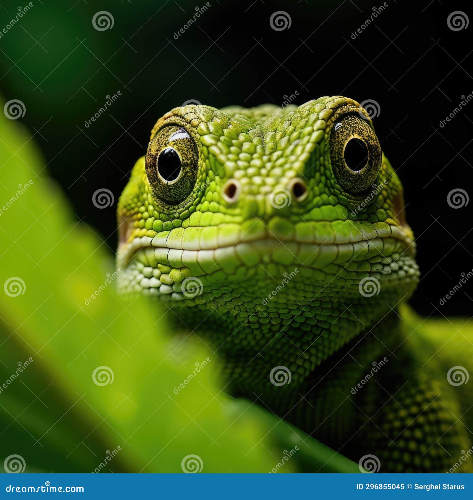 A Green Lizard is Looking at the Camera, AI Stock Illustration ...