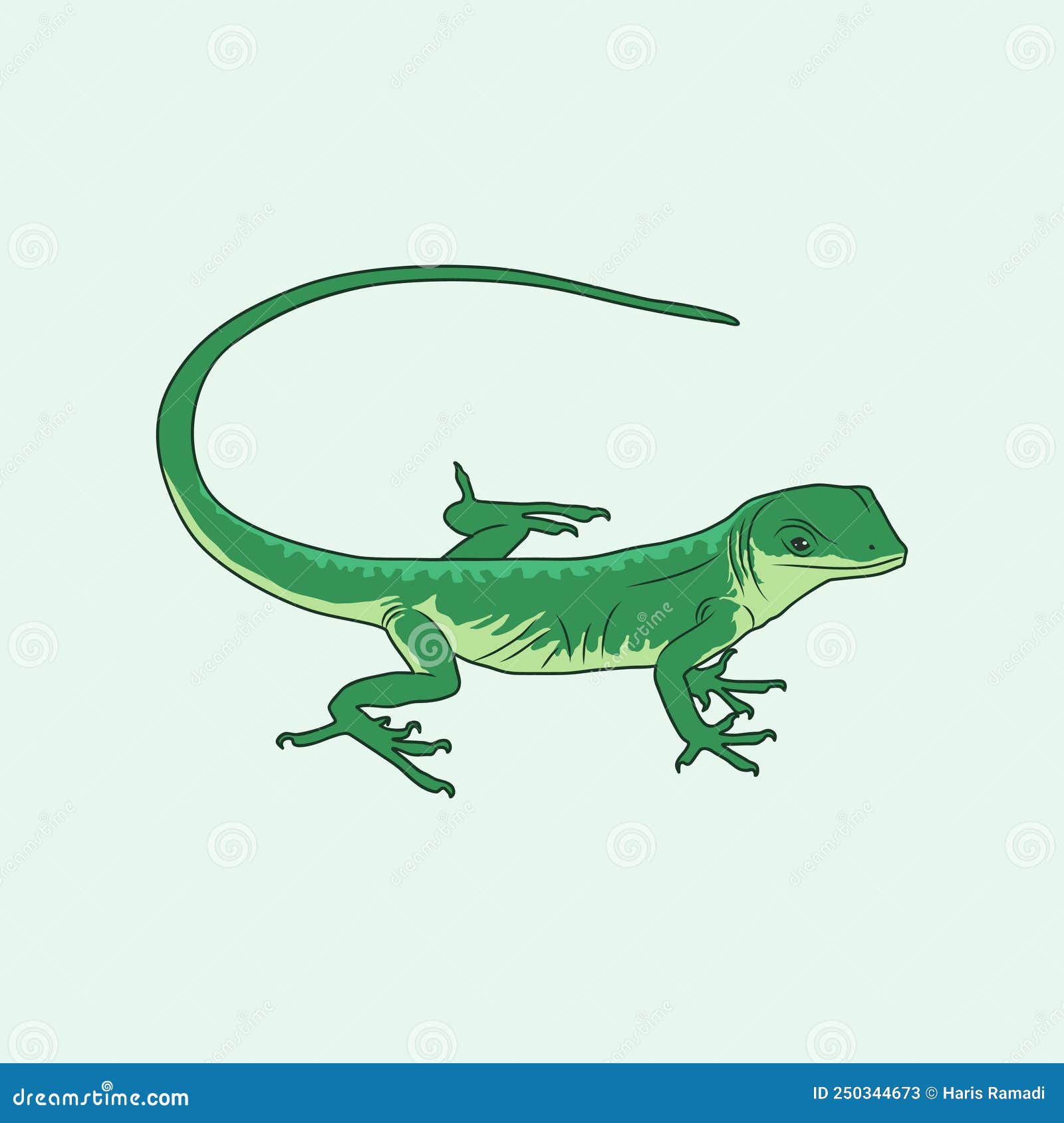Green Lizard Vector Illustration Green Lizard in the Rainforest Stock ...