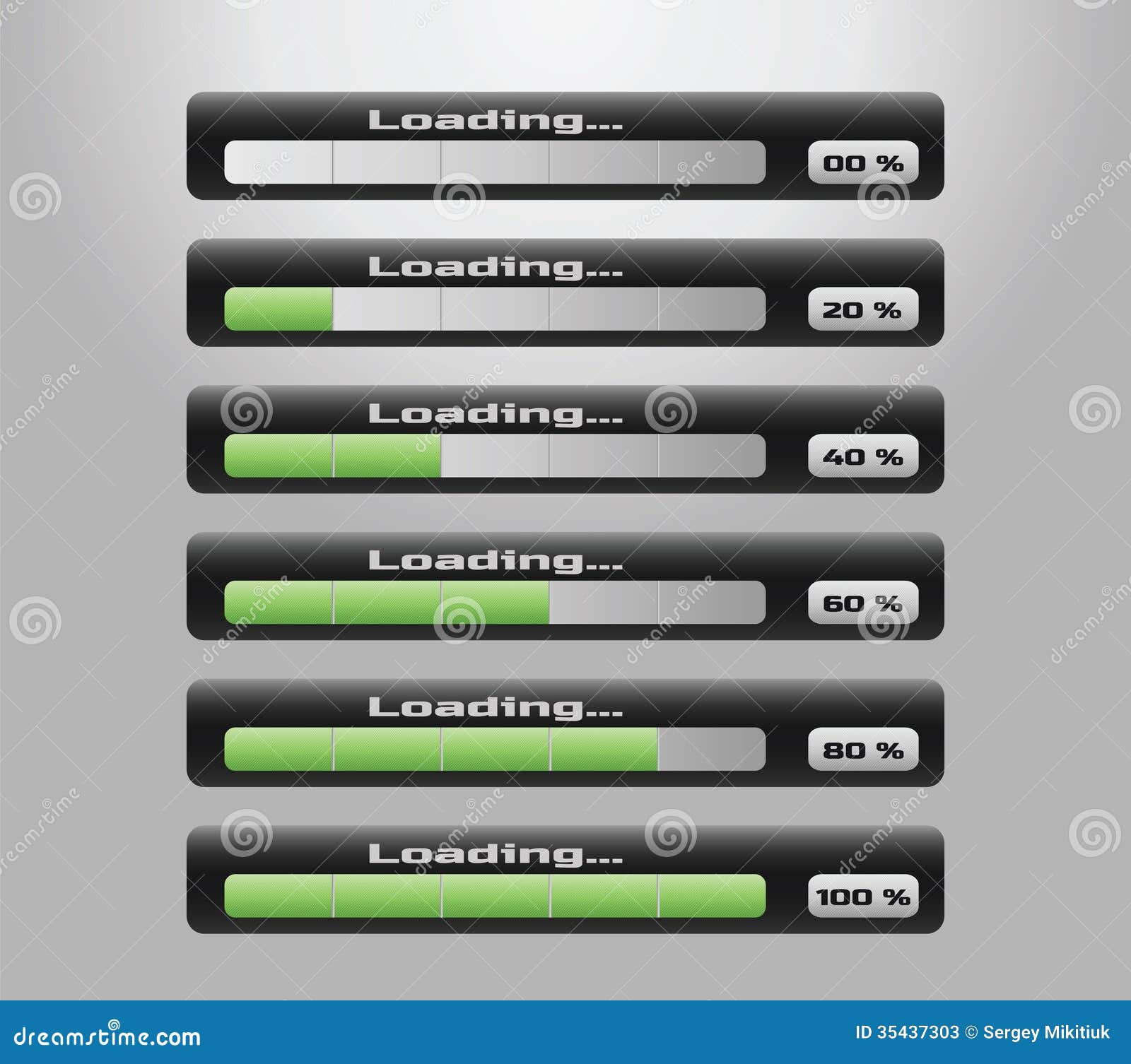 Green loading bars stock vector. Illustration of downloading - 35437303