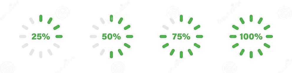Green Loading Progress Icon Set. Progress Scale. Green Load Indicator ...