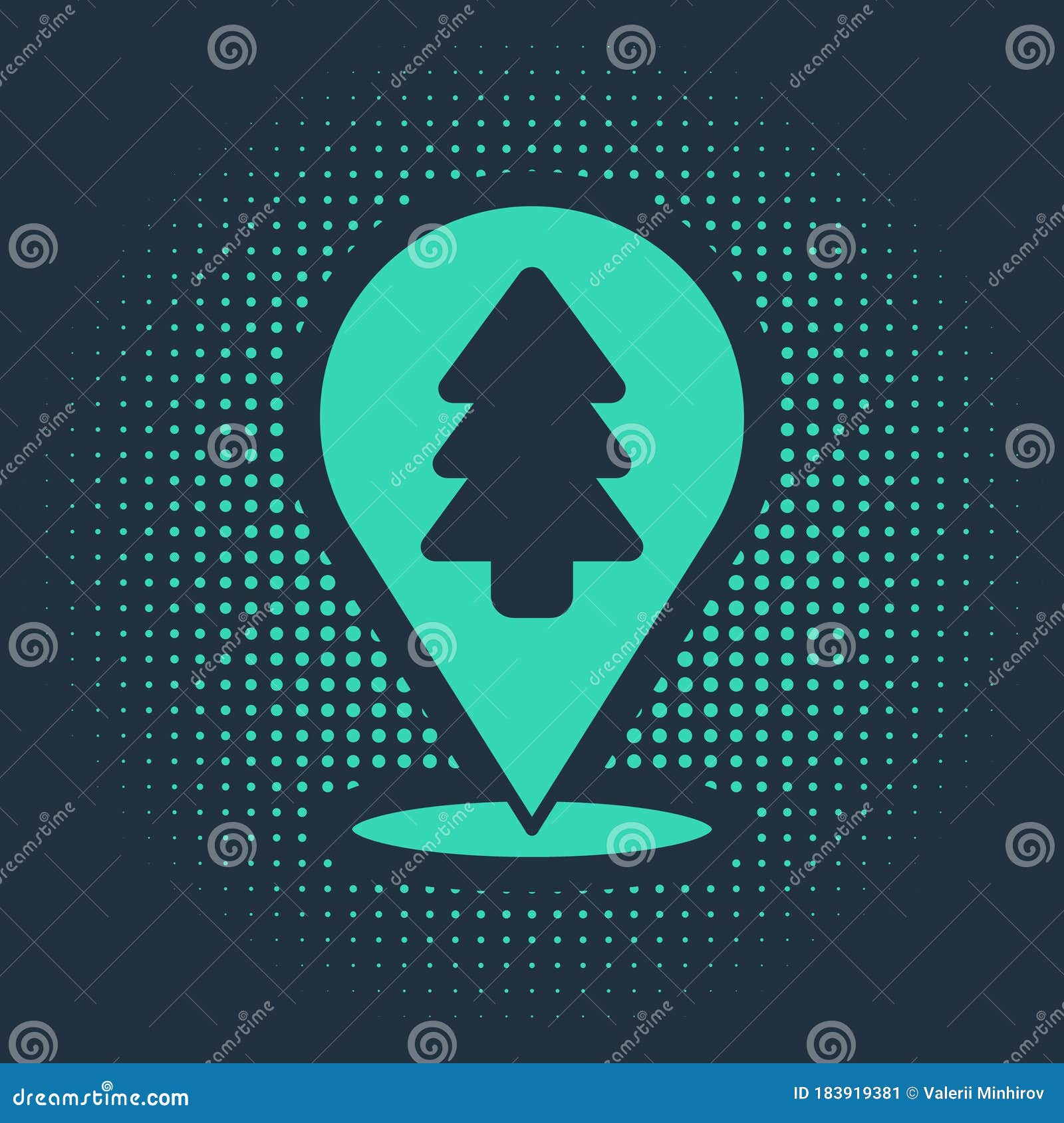 Green Location of the Forest on a Map Icon Isolated on Blue Background ...