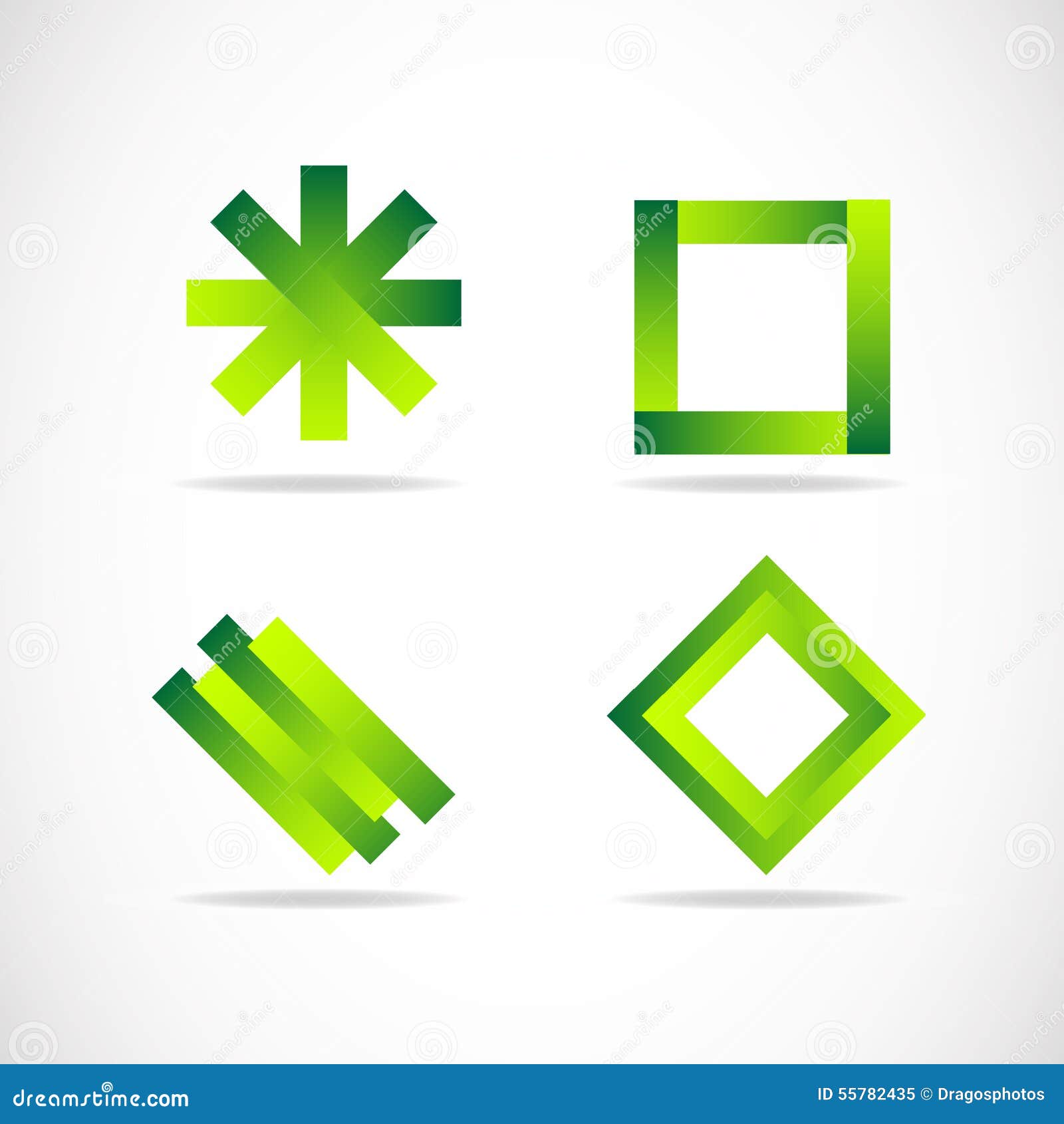 Green Logo Elements Icon Set Stock Vector - Illustration of logo, card ...