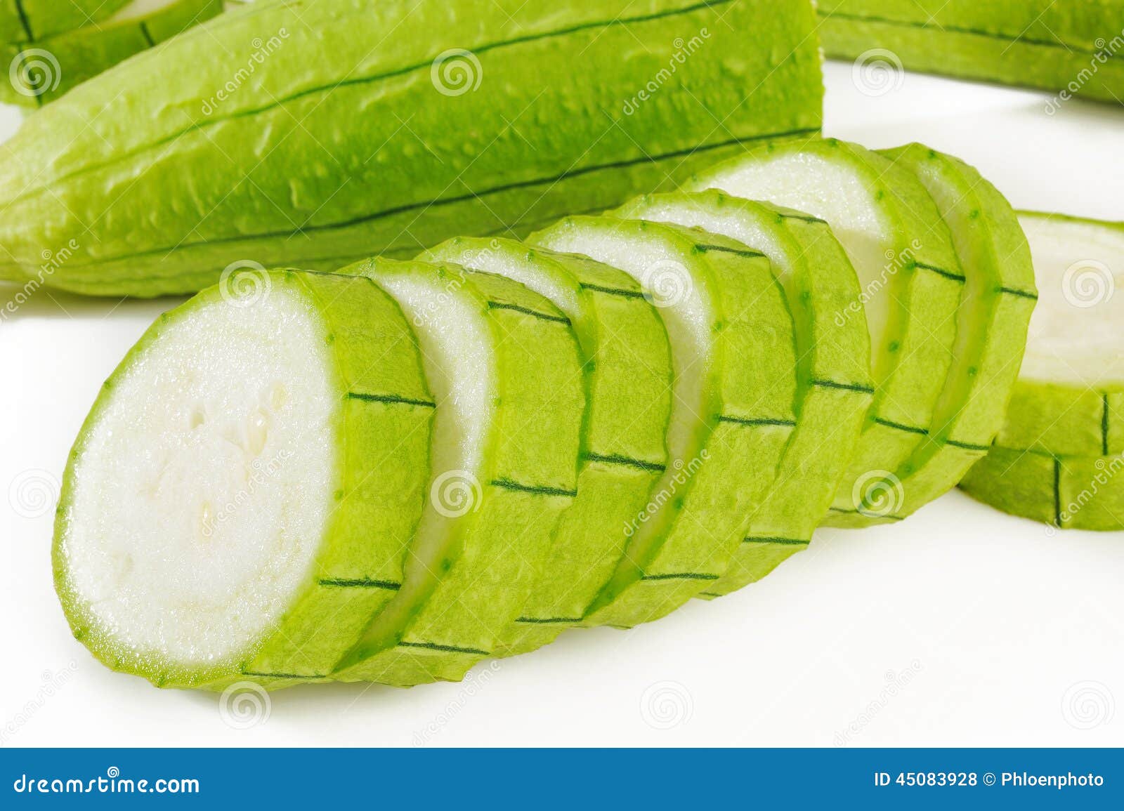 Green Loofah Gourd on White Stock Photo - Image of natural, luffa: 45083928