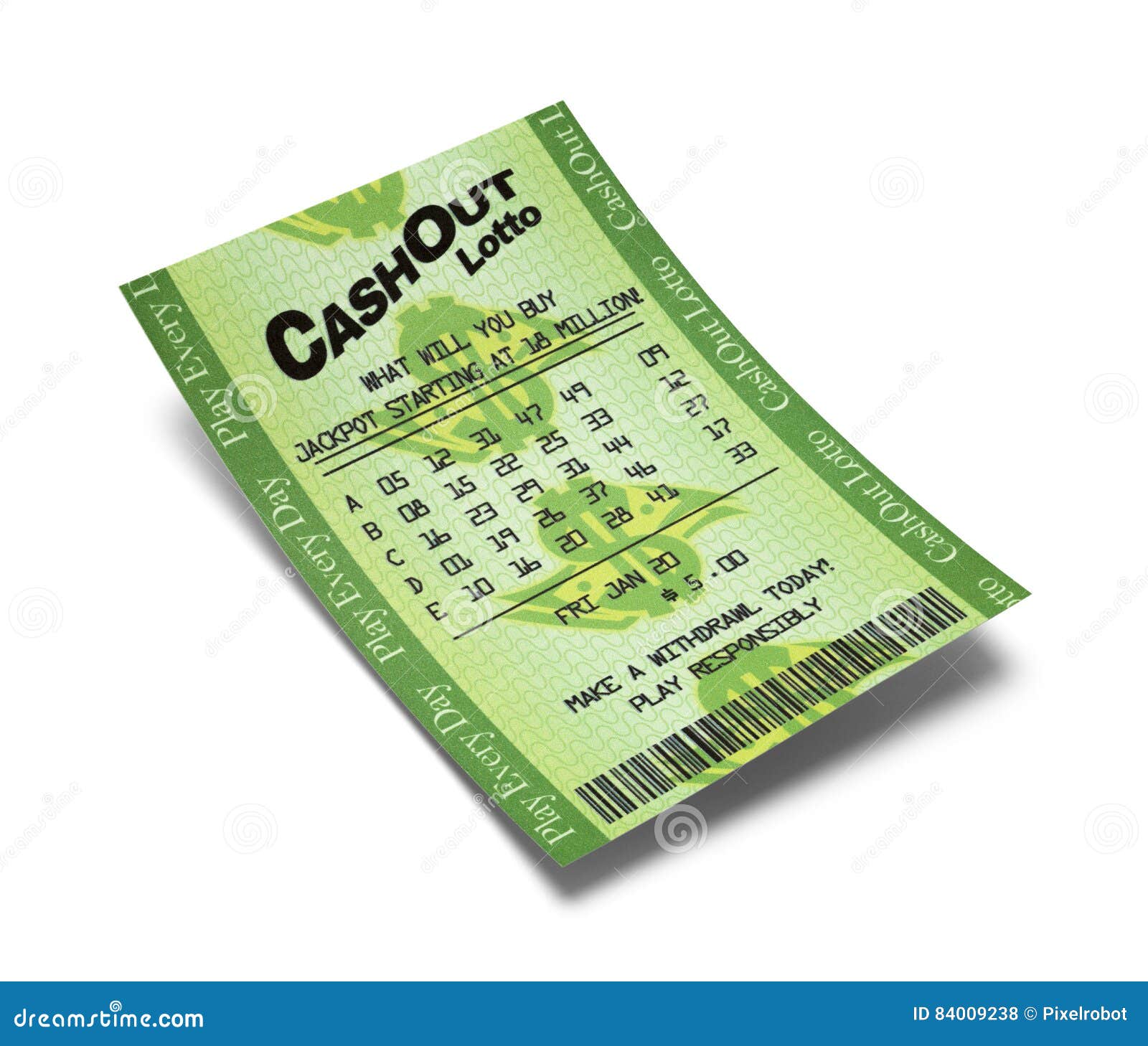 Green Lotto Ticket stock photo. Image of dollar, play - 84009238