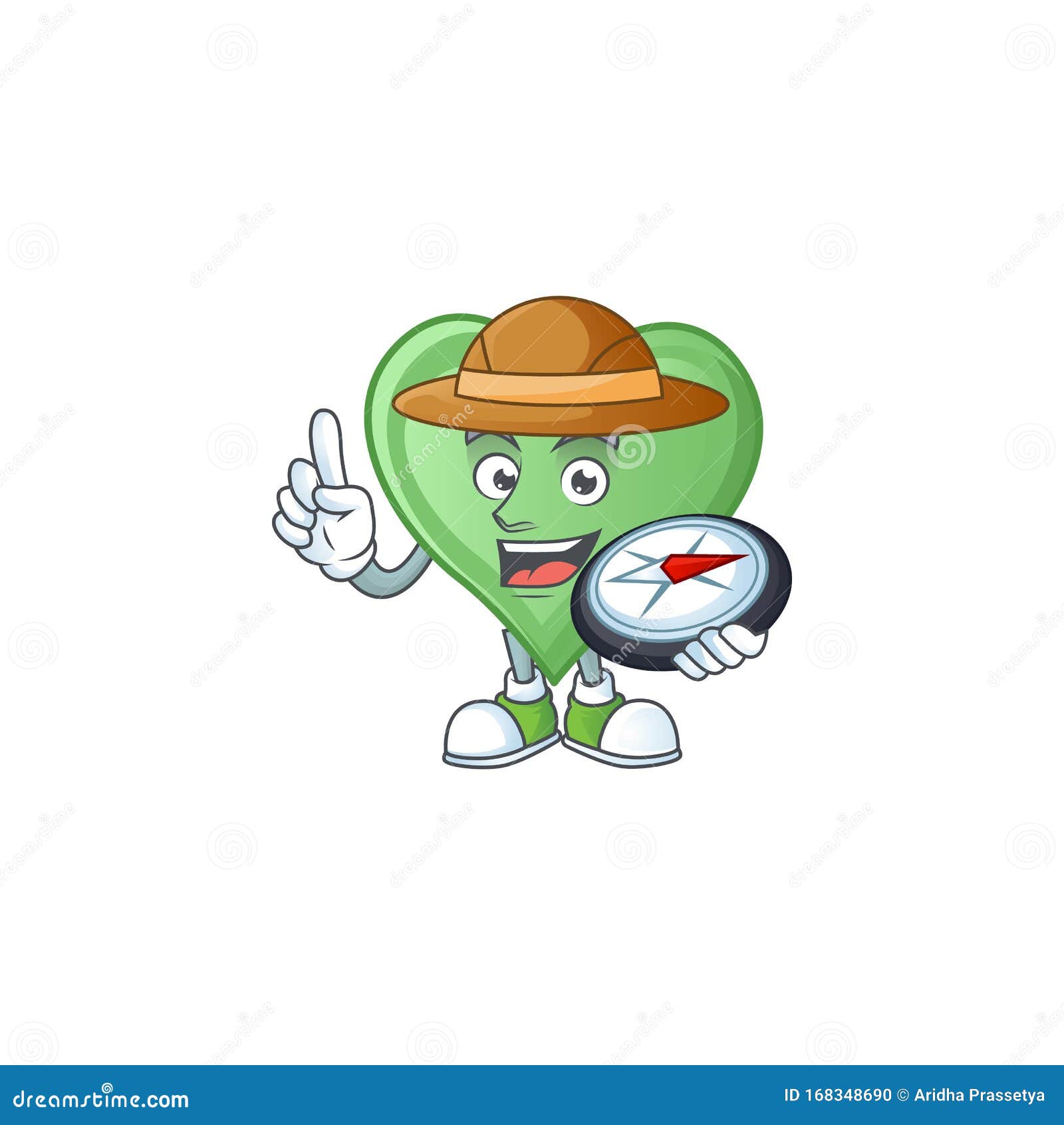 Green Love Stylized Explorer Having a Compass Stock Vector ...