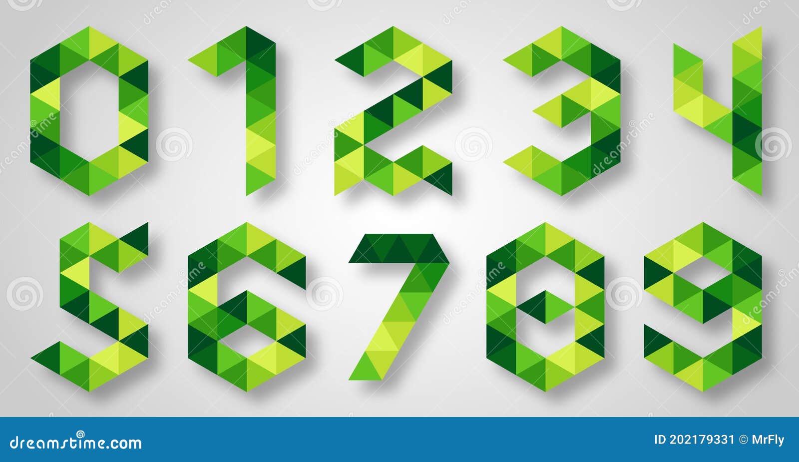 Green Low Poly Numbers, Vector Illustration Stock Vector - Illustration ...