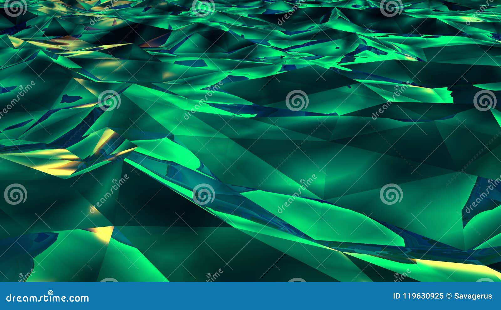 Green Low Poly Sea Abstract Background. 3D Rendering Stock Image ...