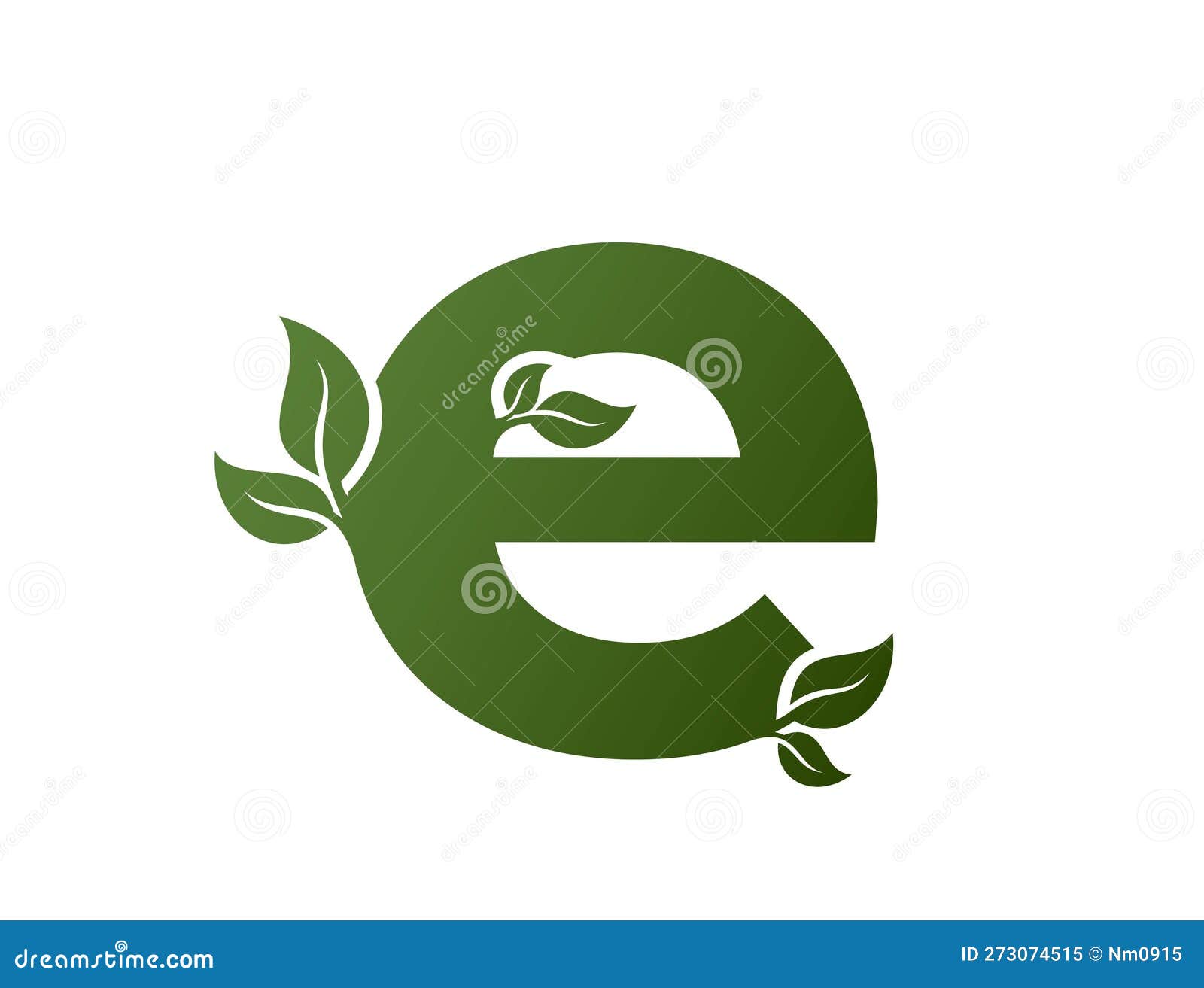 Green Lowercase Letter E with Leaves Icon. Creative Eco Logo Stock ...