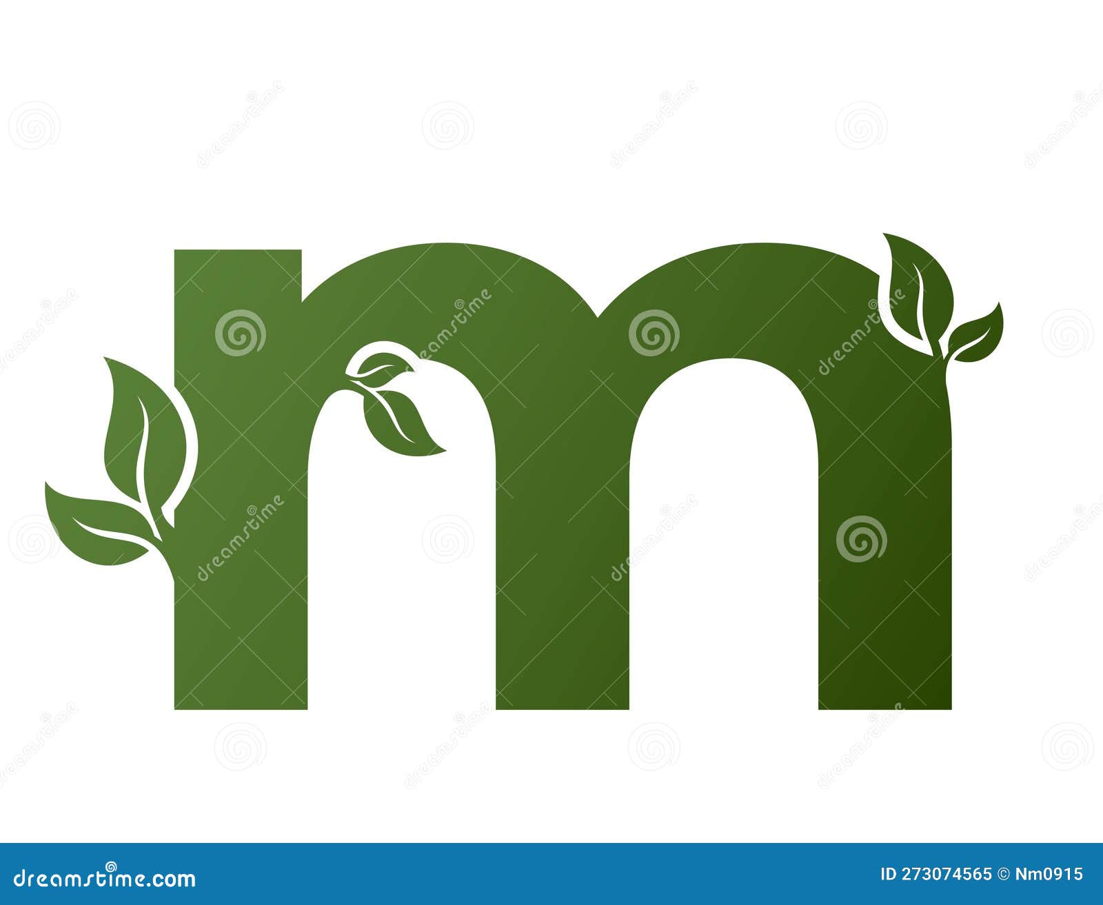 Green Lowercase Letter M with Leaves Icon. Nature, Eco and Environment ...