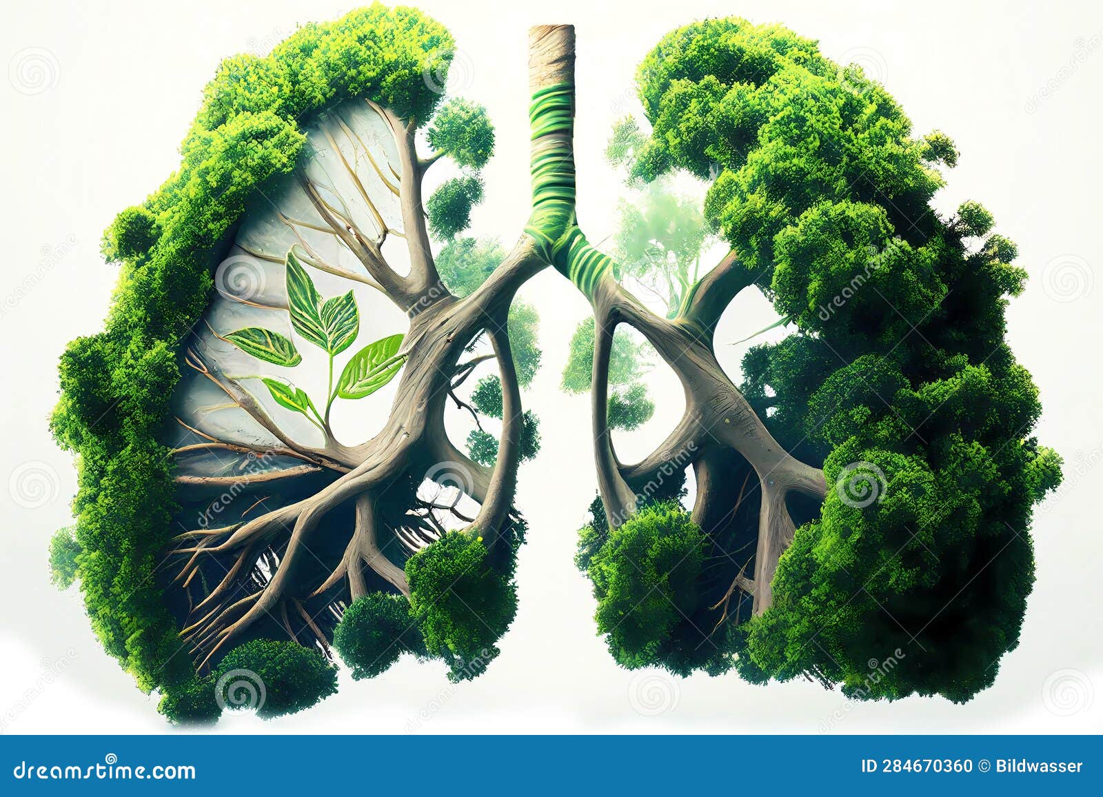 Green Lung with Trees and Roots. Generative Ai Design Stock ...