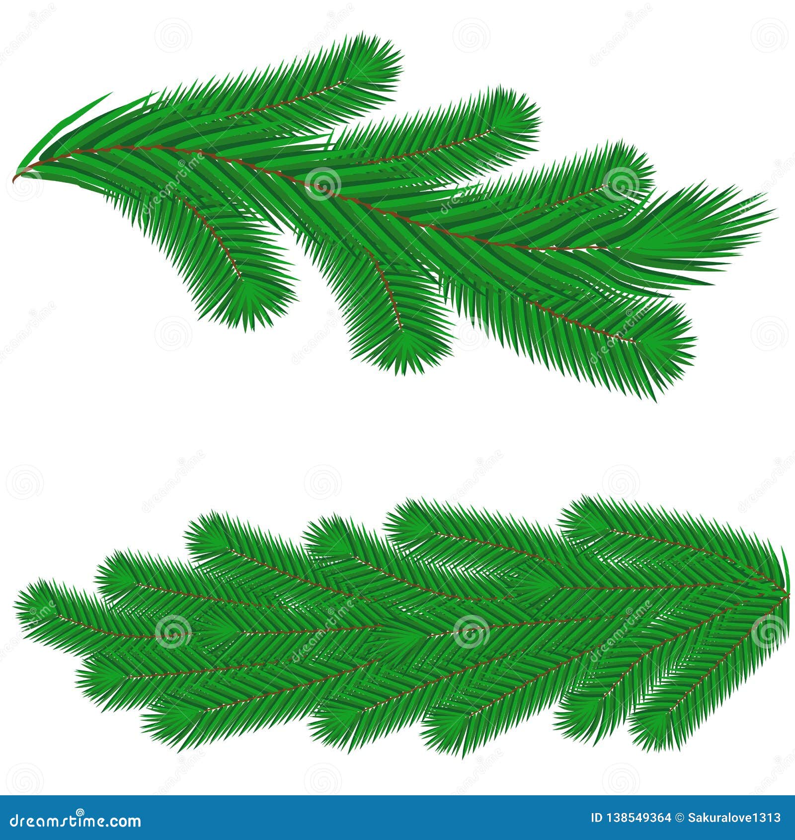 Green Lush Spruce or Pine Branch. Fir Tree Branch Isolated on White ... Green Lush Spruce or Pine Branch. Fir Tree Branch Isolated on White ...