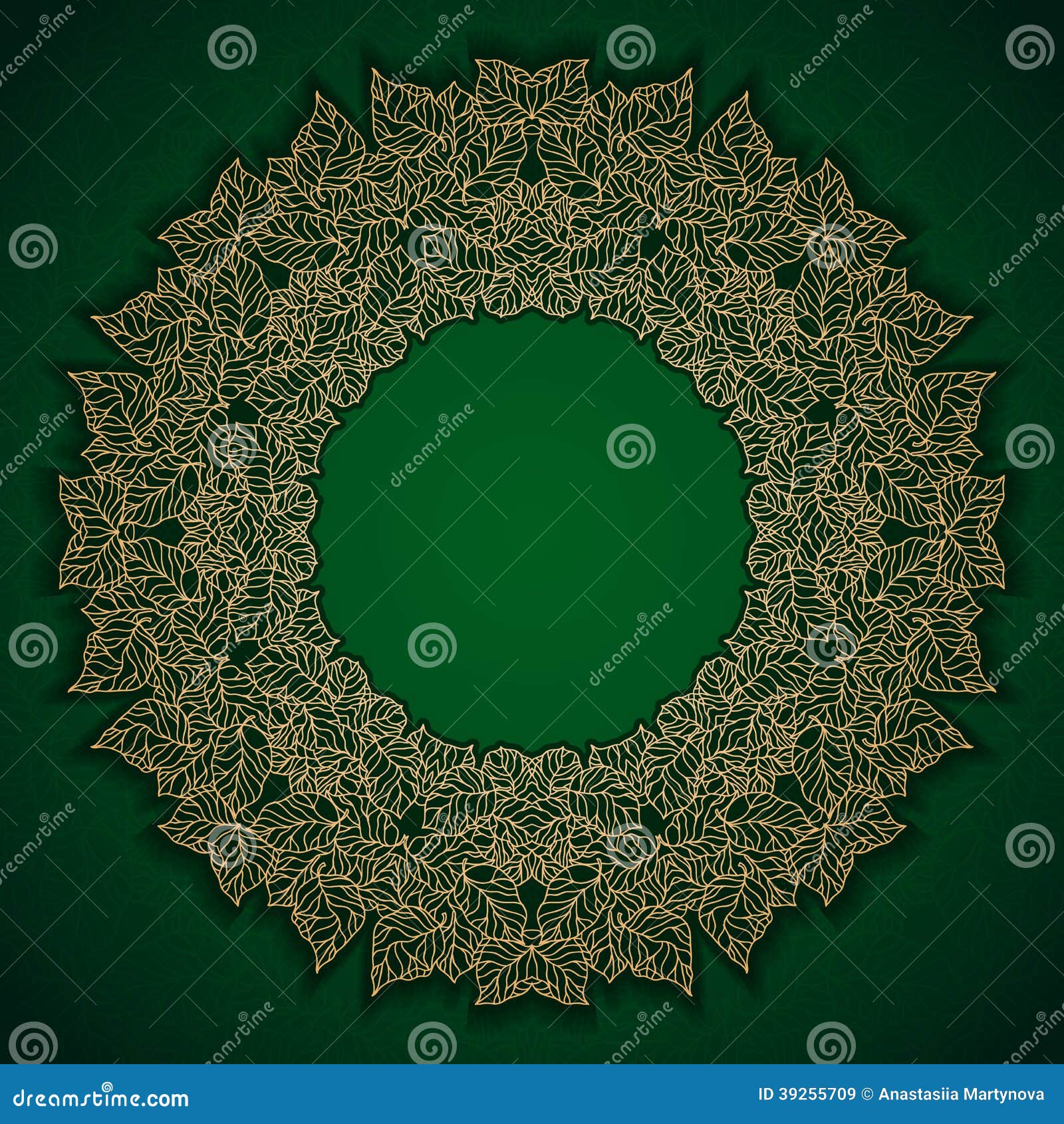 Green Luxury Pattern with Gold Leaves Frame Stock Vector - Illustration ...