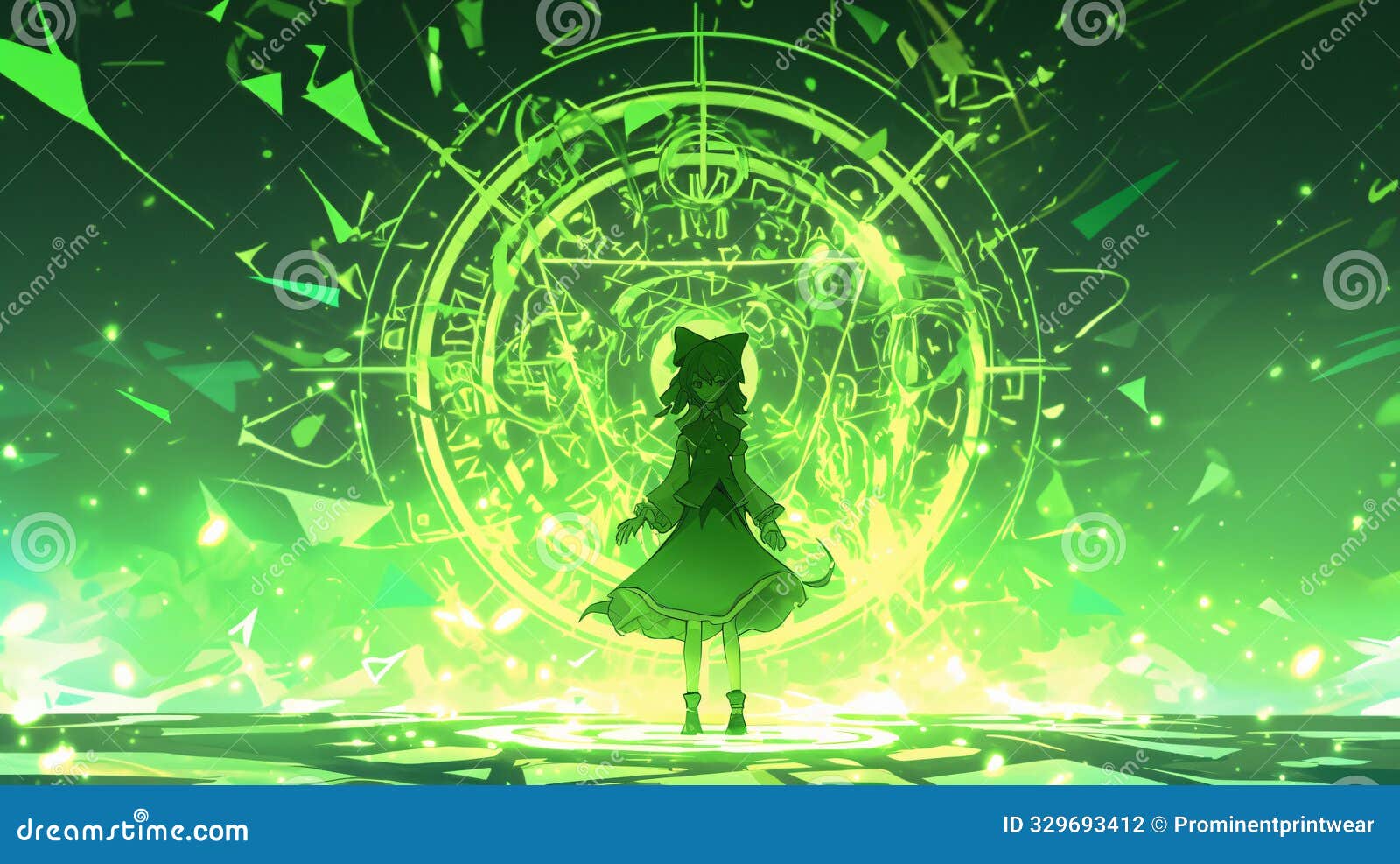 Green Magic Circle Light Spell Design Stock Illustration - Illustration ...