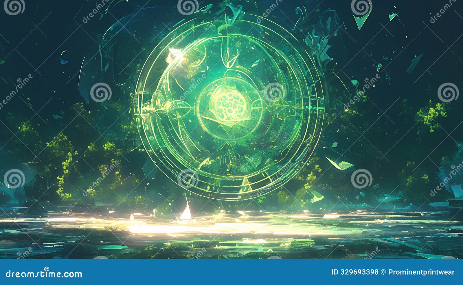 Green Magic Circle Light Spell Design Stock Illustration - Illustration ...