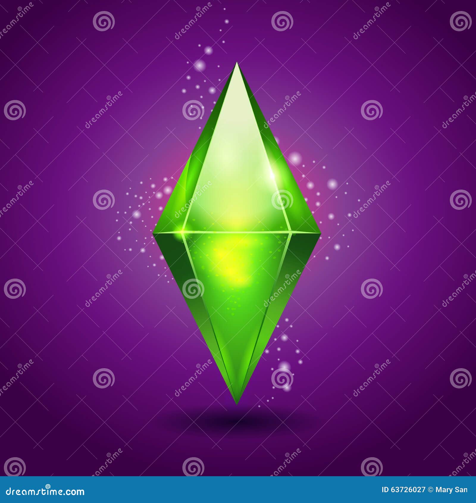 Green Magic Crystal on Purple Background Stock Vector - Illustration of ...