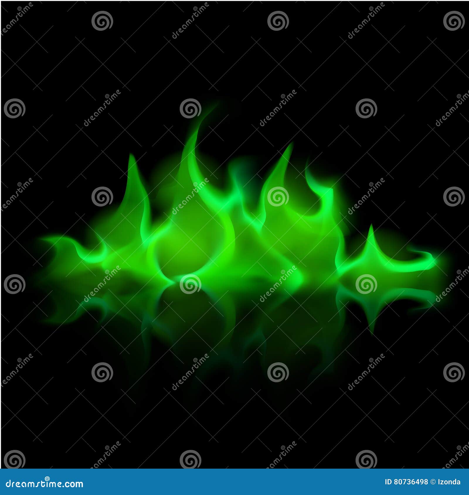 Green Magic Fire Flame Bonfire on Background Stock Vector ...