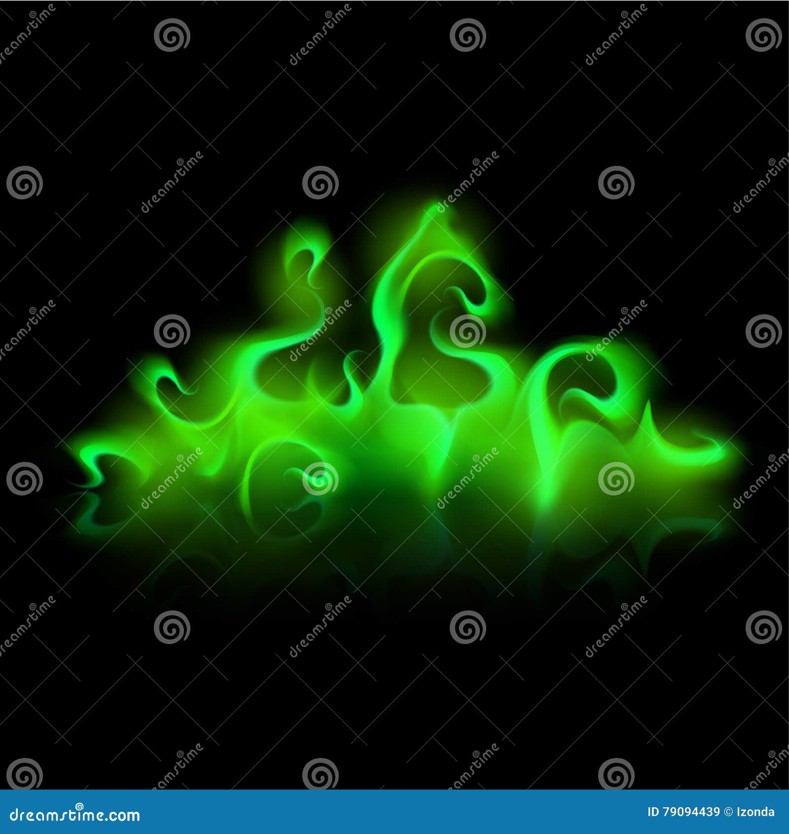Green Magic Fire Flame Bonfire Stock Vector - Illustration of bonfire ...