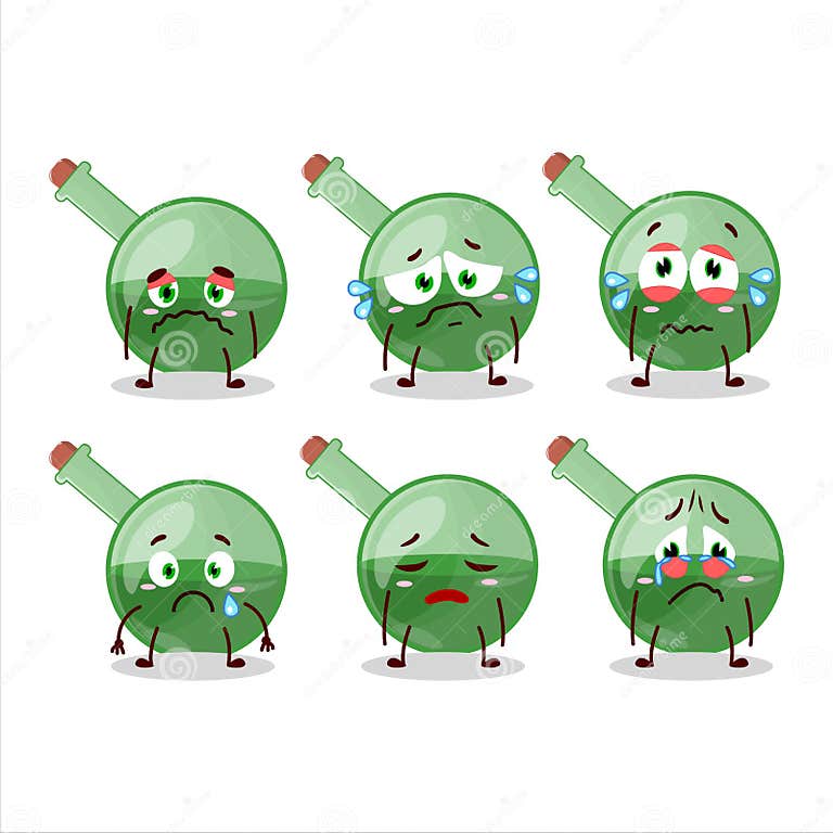 Green Magic Potion Cartoon Character with Sad Expression Stock Vector ...