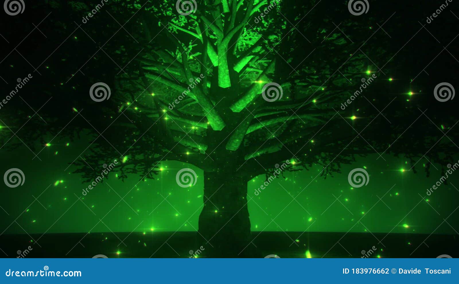 Green Magic Tree by Night VJ Loop Motion Background Stock Footage ...