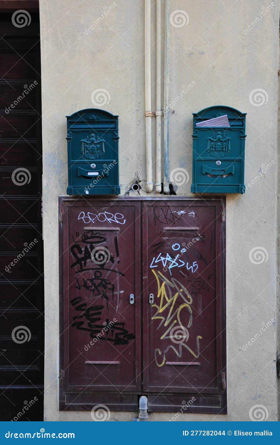 Green Mail Boxes Whit Graffiti Stock Photo - Image of colors, graffiti ...