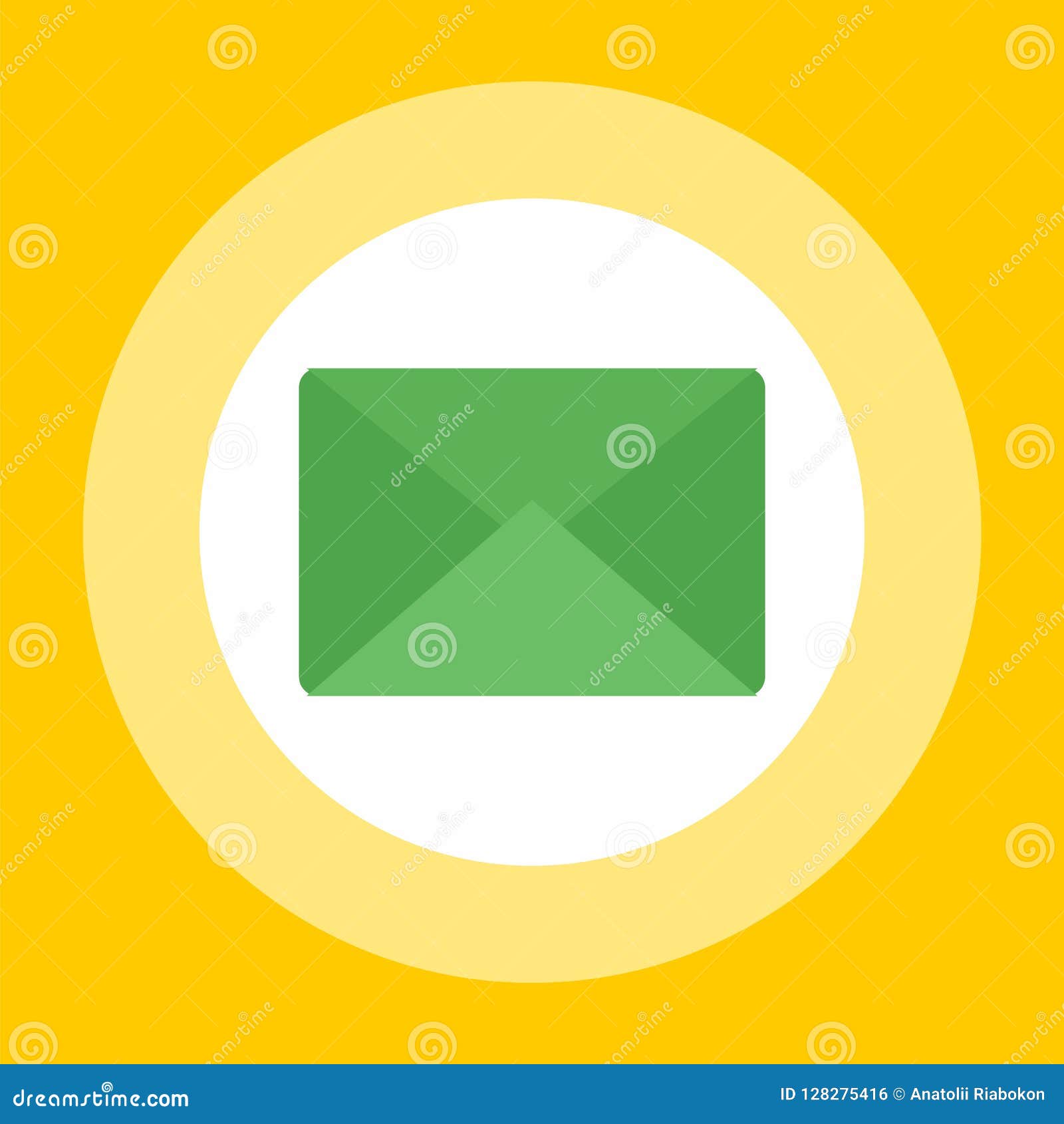 Green Mail Icon, Flat Style Stock Vector - Illustration of decoration ...