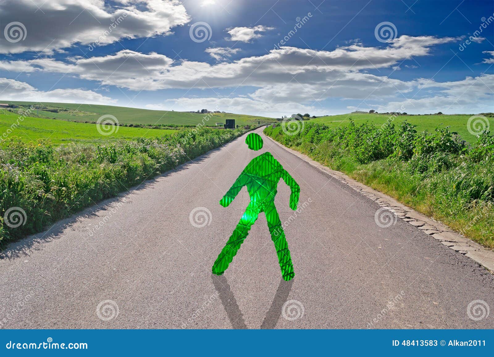 Green Man Crossing the Street Stock Image - Image of humor, road: 48413583