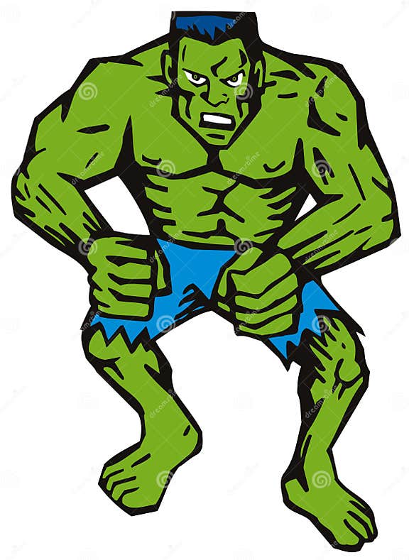 Green man with muscles stock vector. Illustration of white - 6160857