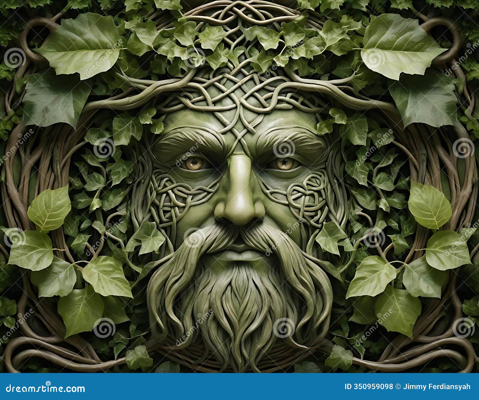 Green Man Sculpture Enveloped in Ivy and Natural Vines Stock Photo ...