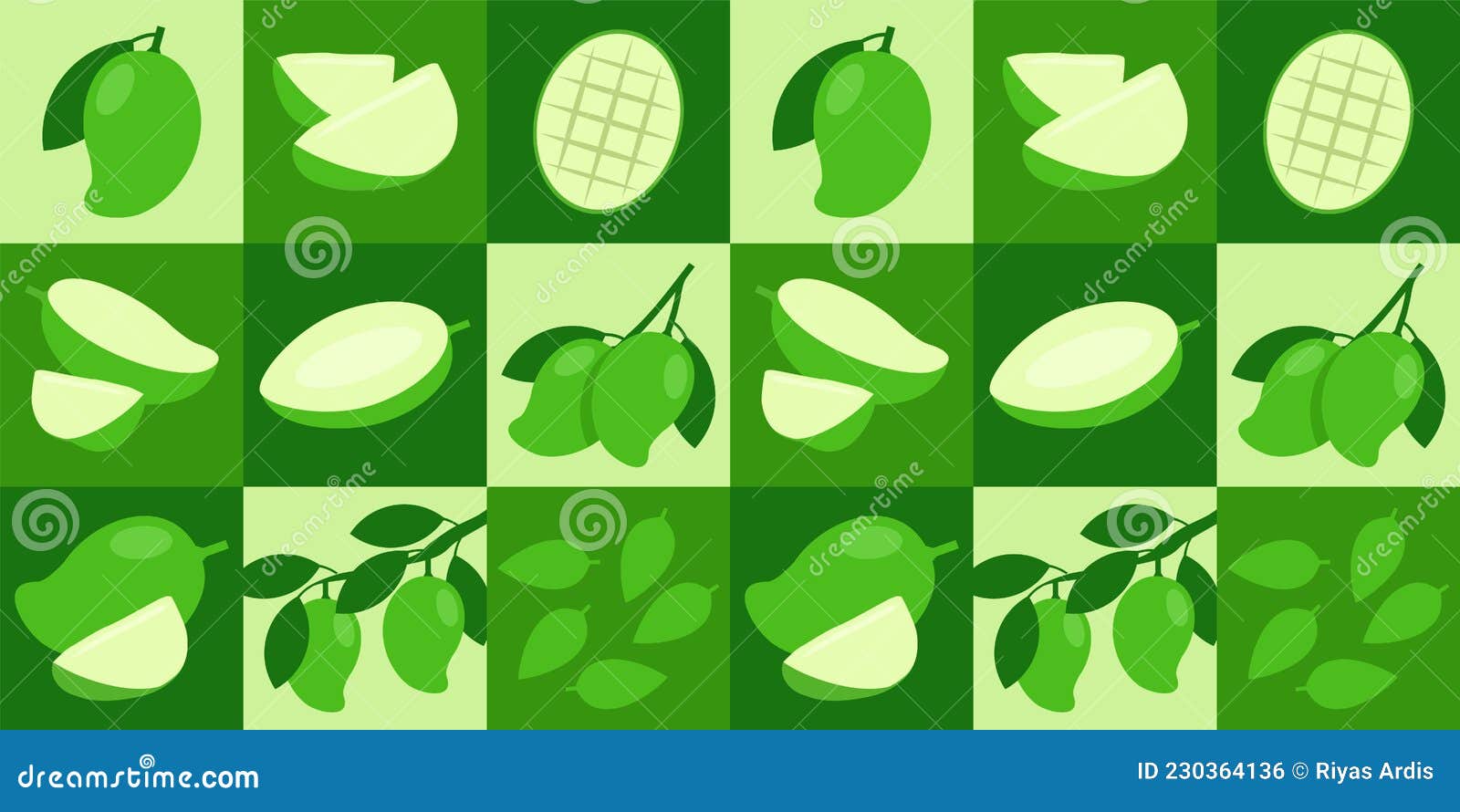 Green Mango Abstract Seamless Geometric Vector Pattern for Packaging ...