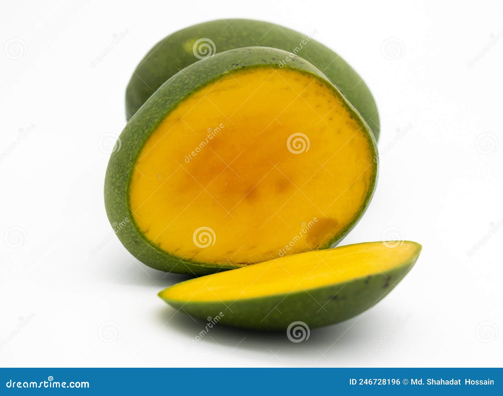 Green Mango Slice Isolated on White Background Stock Photo - Image of ...