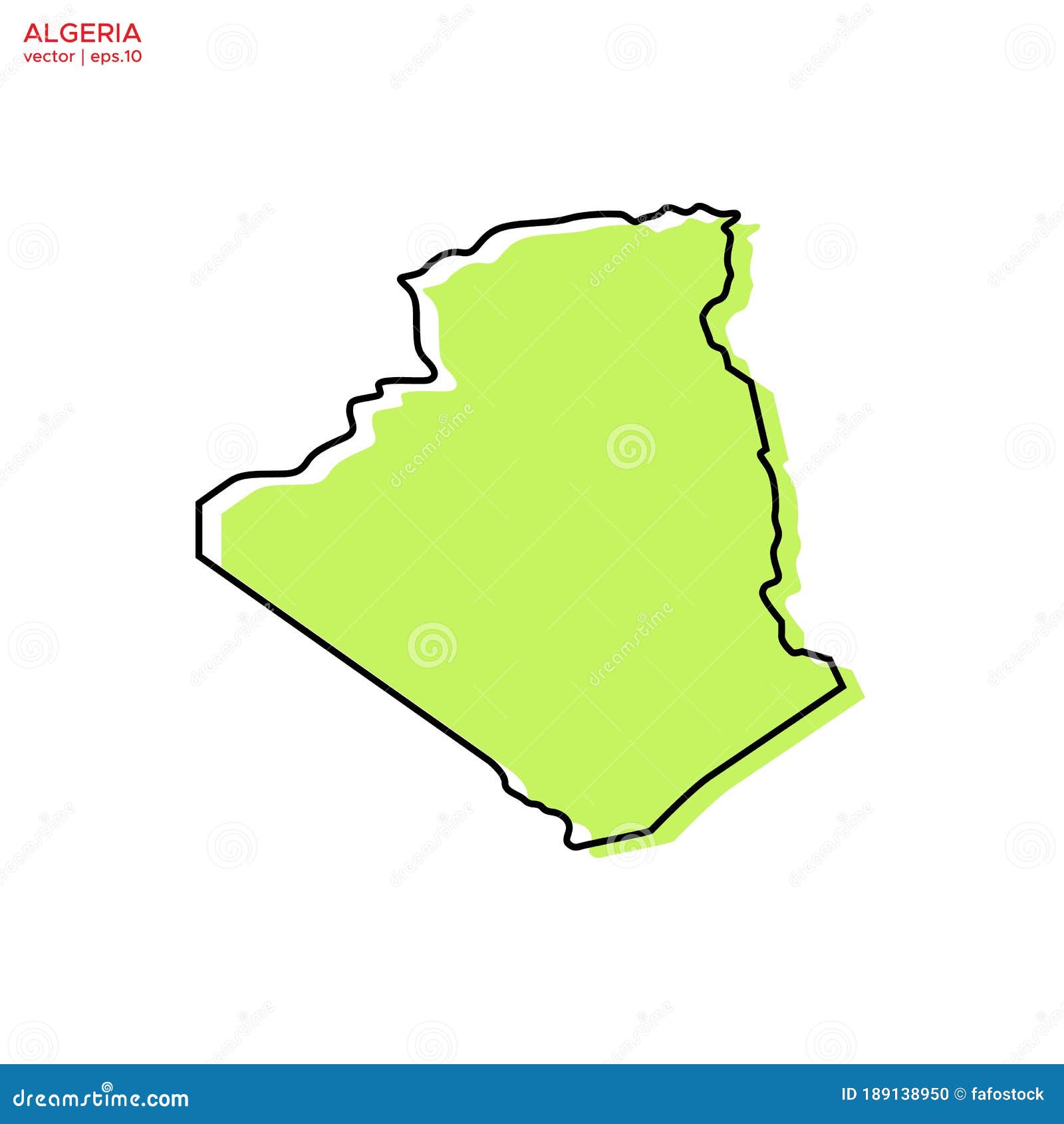 Green Map of Algeria with Outline Vector Design Template. Editable ...