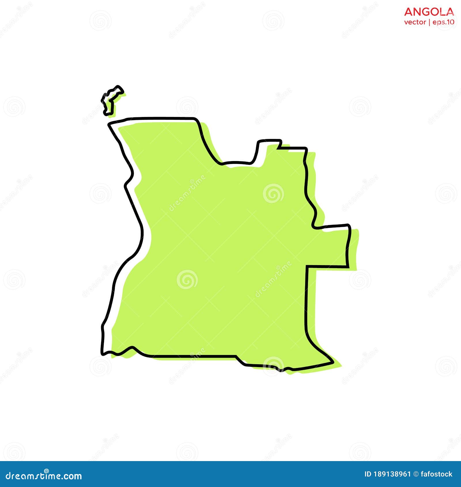 Green Map of Angola with Outline Vector Design Template. Editable ...