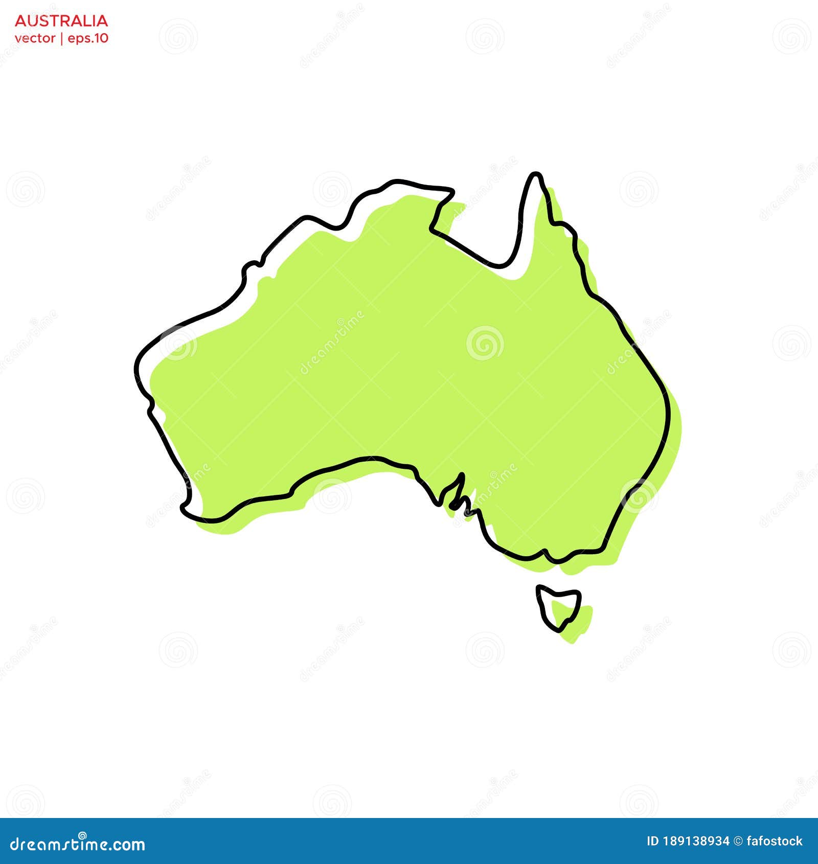 Green Map of Australia with Outline Vector Design Template. Editable ...