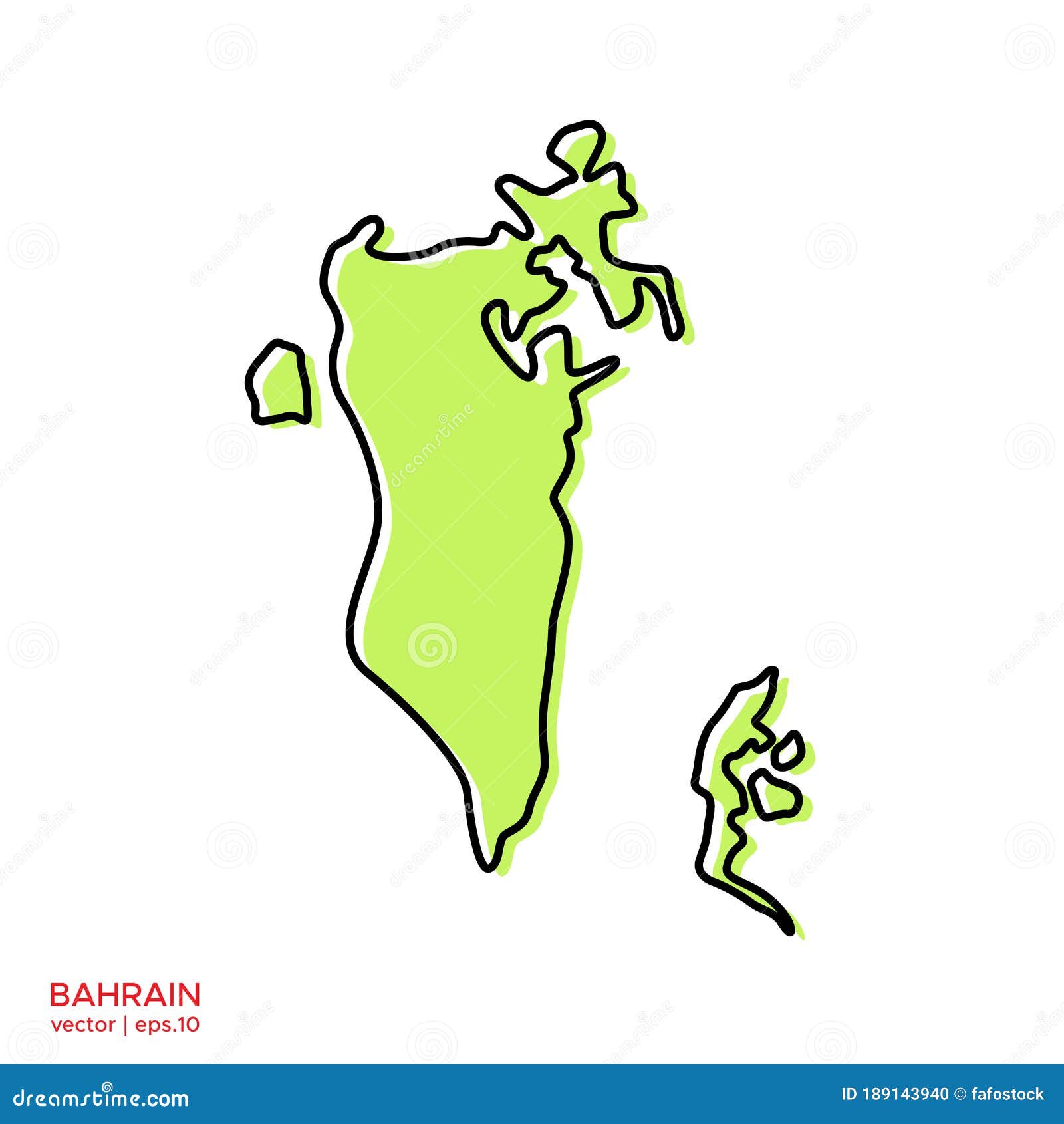 Green Map of Bahrain with Outline Vector Design Template. Editable ...