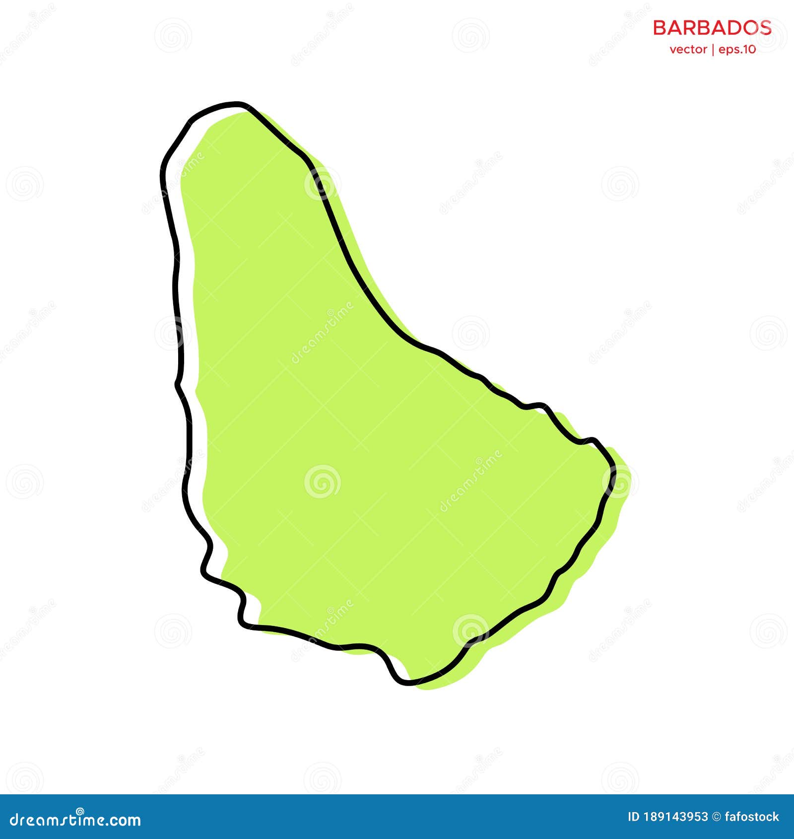 Green Map Of Barbados With Outline Vector Design Template. Editable ...