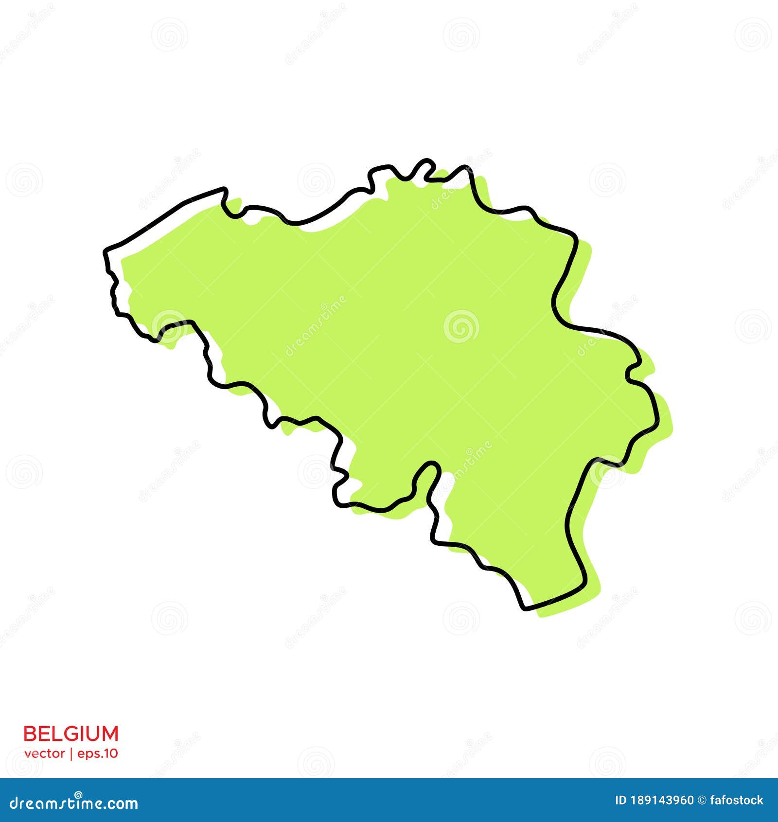 Green Map of Belgium with Outline Vector Design Template. Editable ...