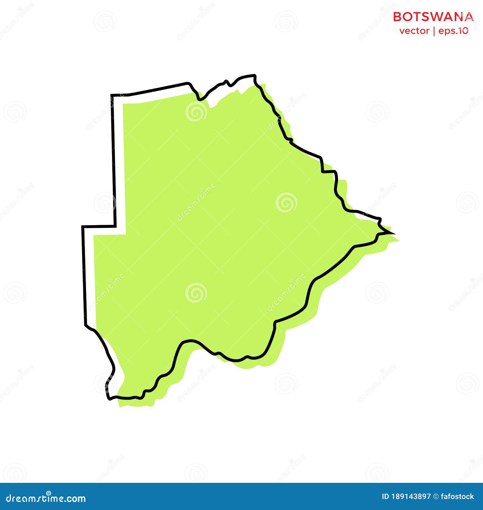 Green Map of Botswana with Outline Vector Design Template. Editable ...