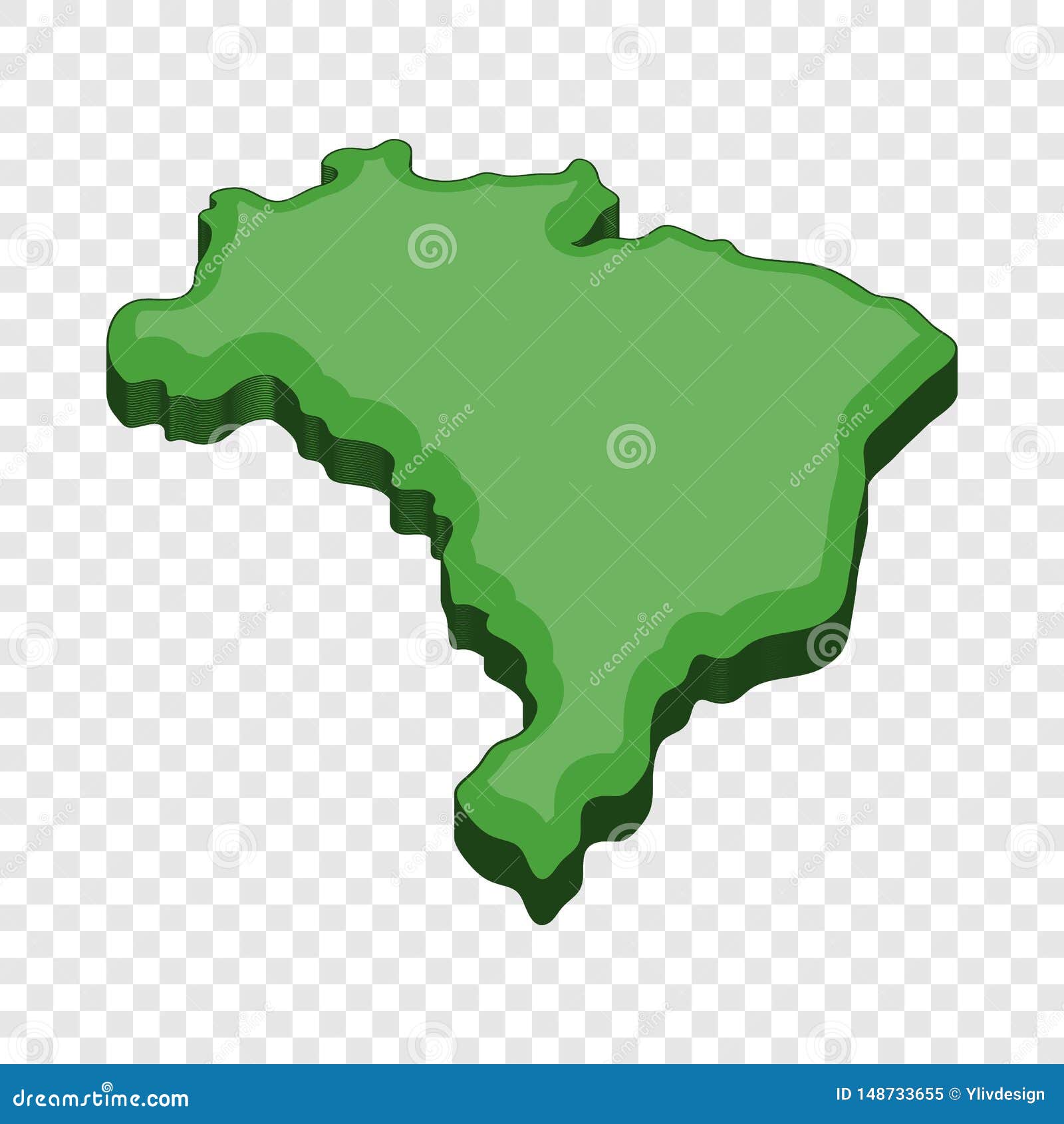 Green Map of Brazil Icon, Cartoon Style Stock Vector - Illustration of ...