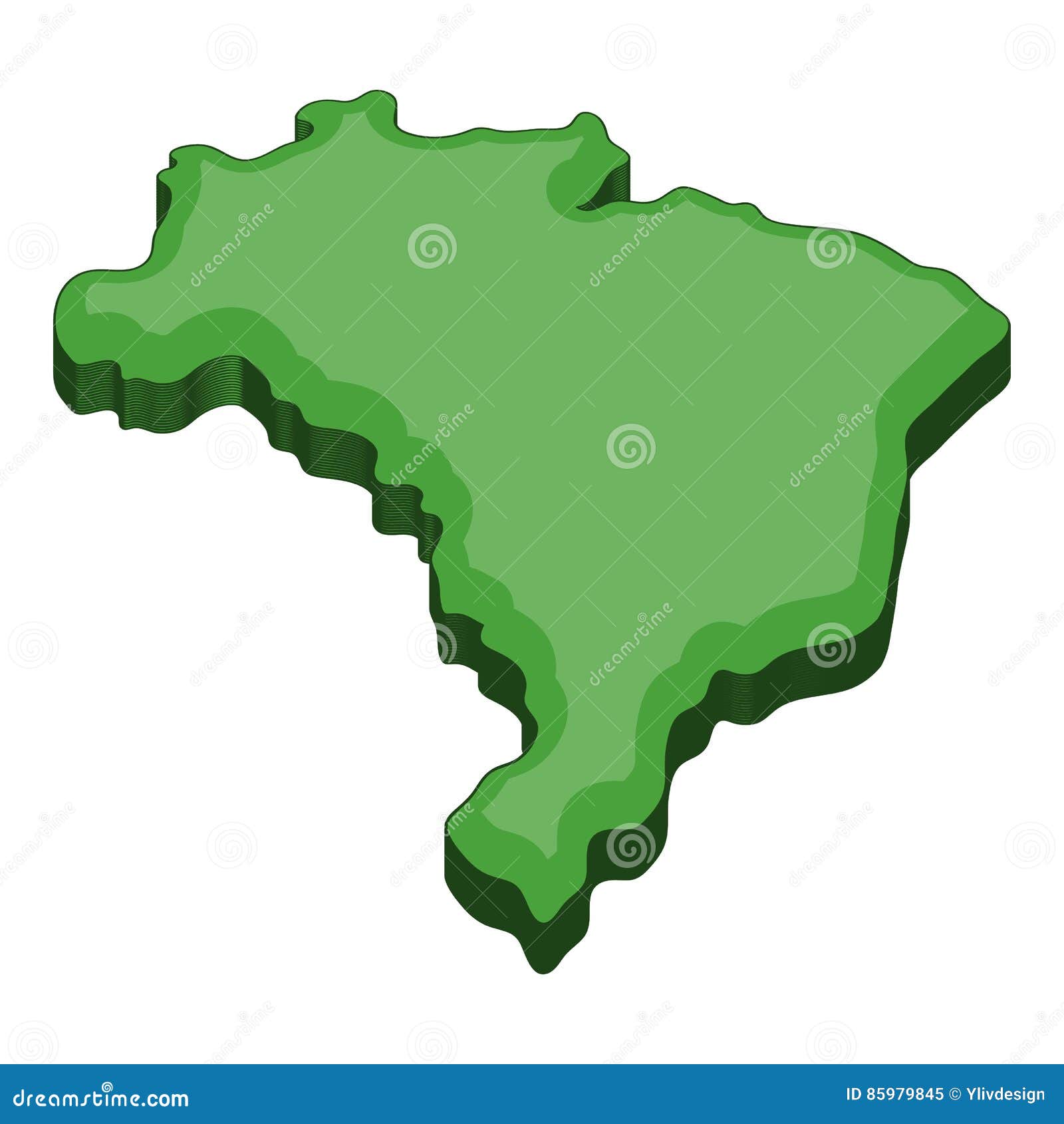 Green Map of Brazil Icon, Cartoon Style Stock Vector - Illustration of ...
