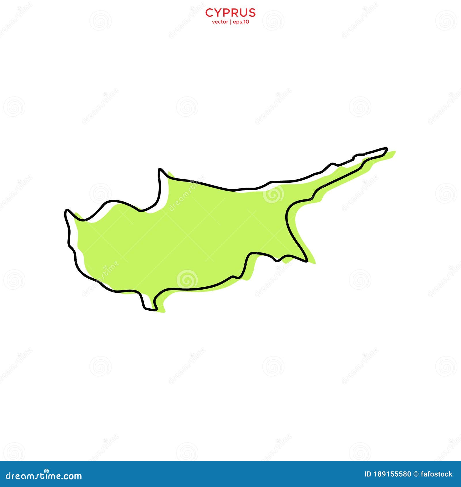 Green Map of Cyprus with Outline Vector Design Template. Editable ...