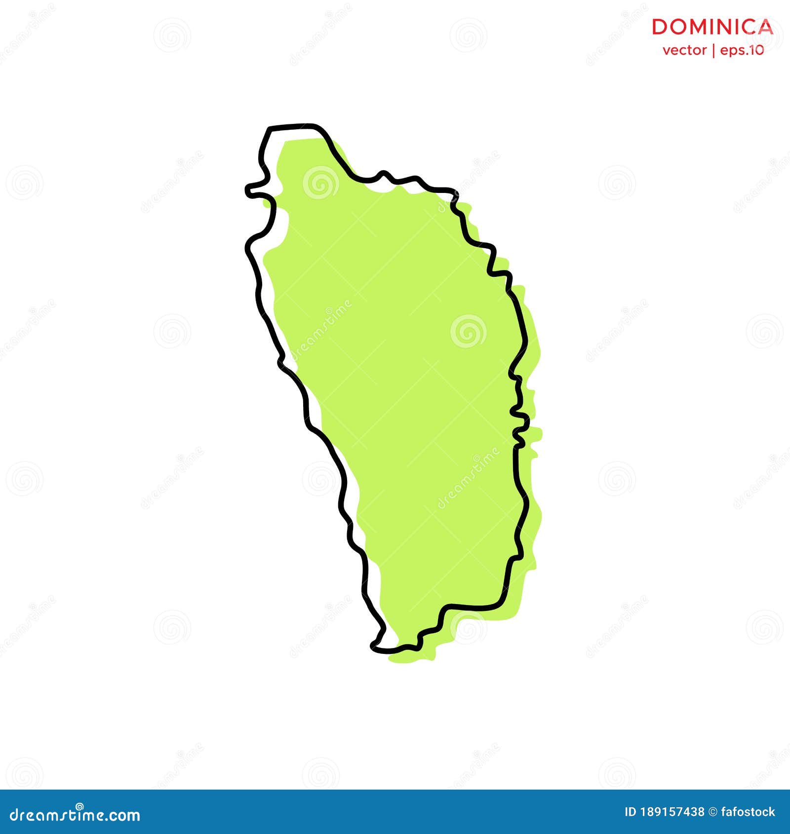 Green Map of Dominica with Outline Vector Design Template. Editable ...