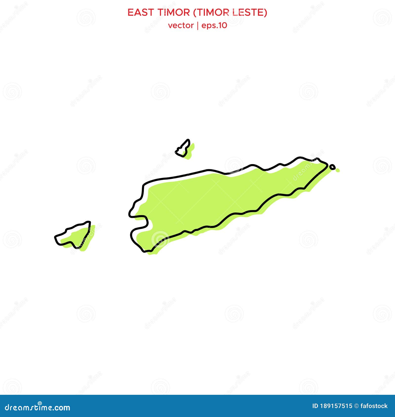 Green Map of East Timor with Outline Vector Design Template. Editable ...
