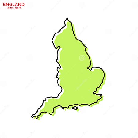 Green Map of England with Outline Vector Design Template. Editable ...