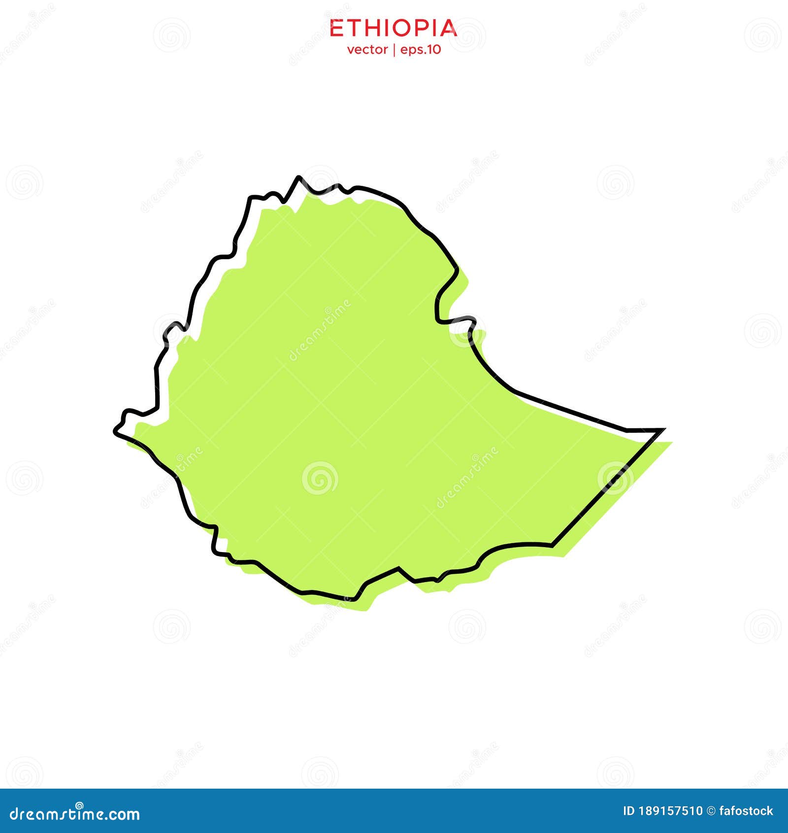Green Map of Ethiopia with Outline Vector Design Template. Editable ...
