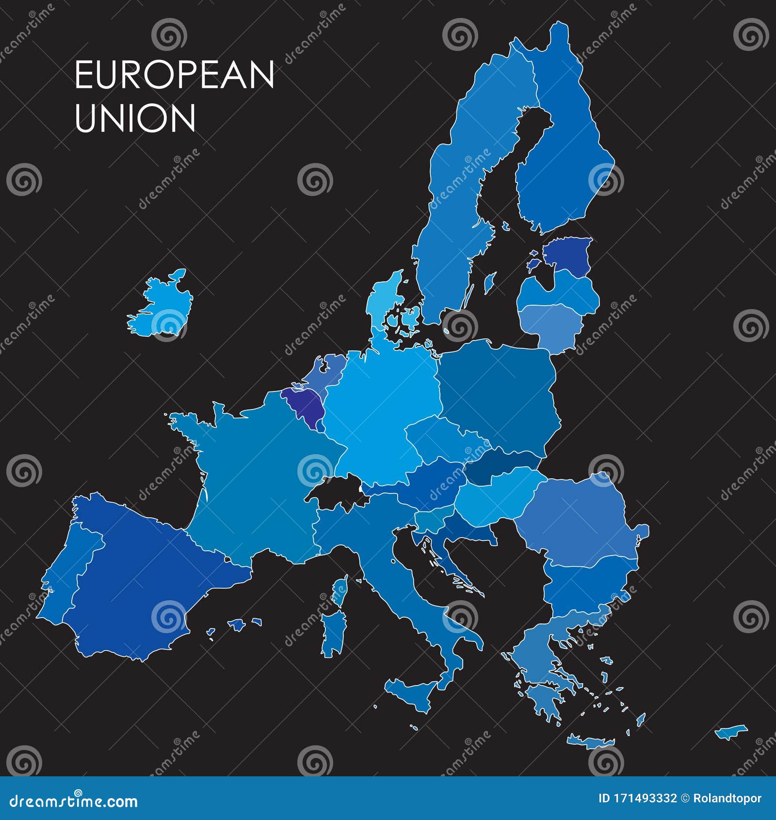Green Map of EU. Vector Illustration. Shape and Graphic Illustration ...