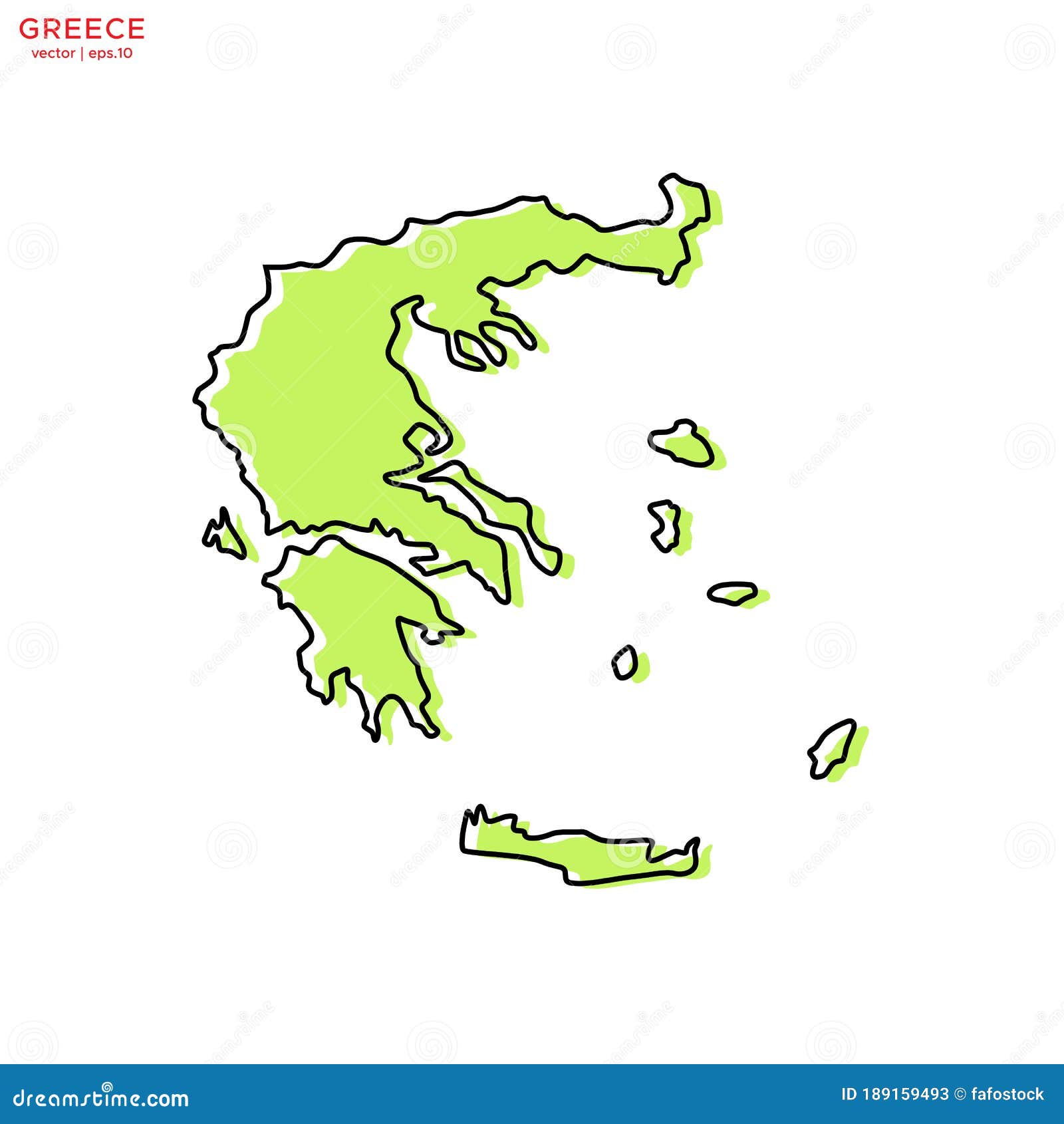 Green Map of Greece with Outline Vector Design Template. Editable ...