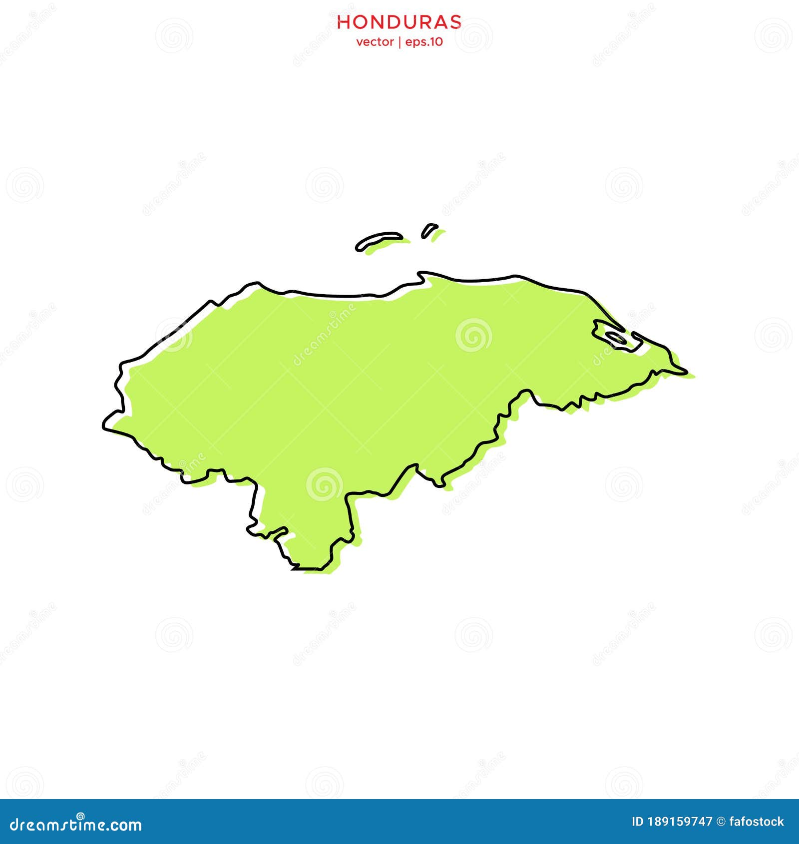 Green Map of Honduras with Outline Vector Design Template. Editable ...