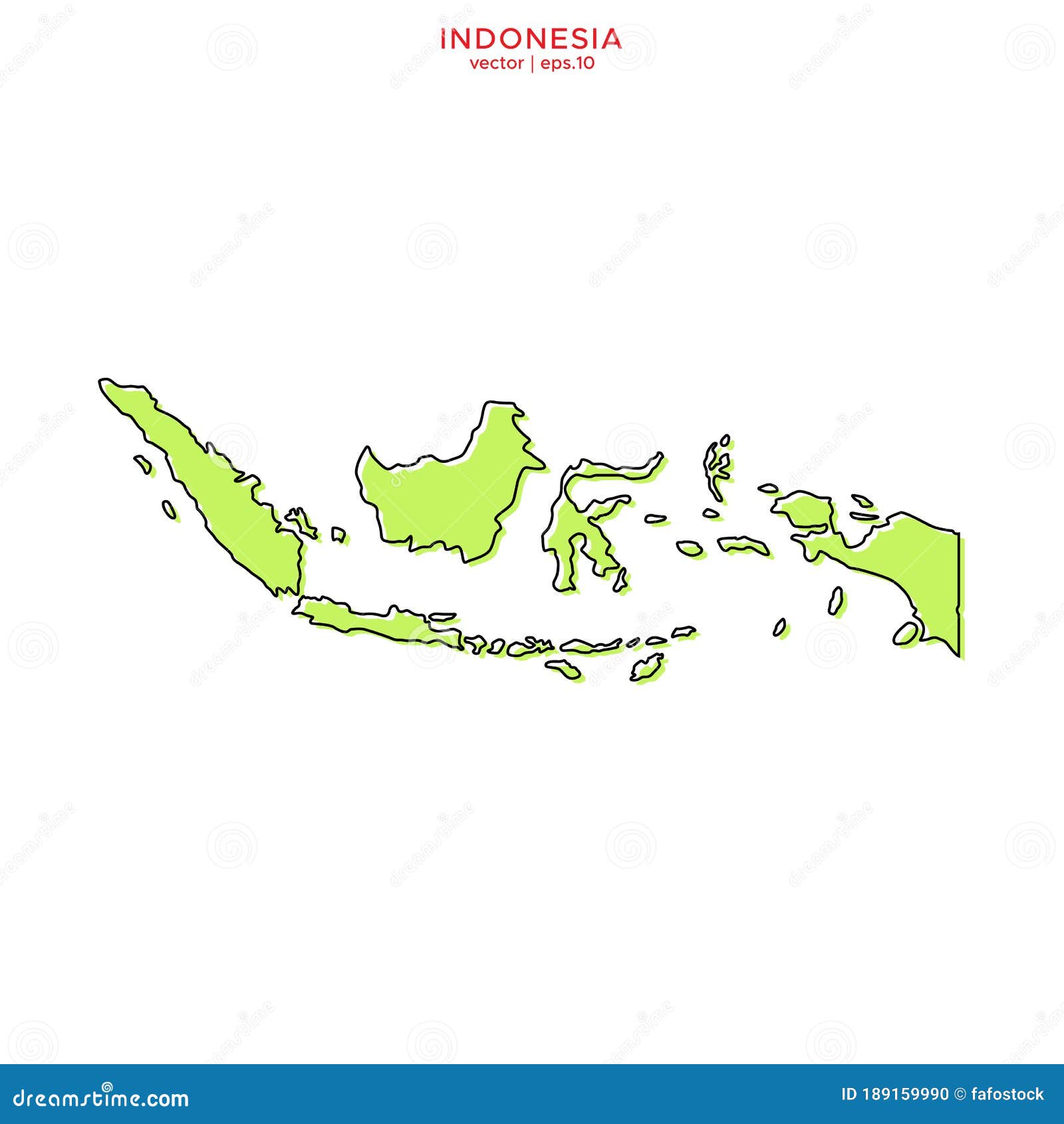 Green Map of Indonesia with Outline Vector Design Template. Editable ...