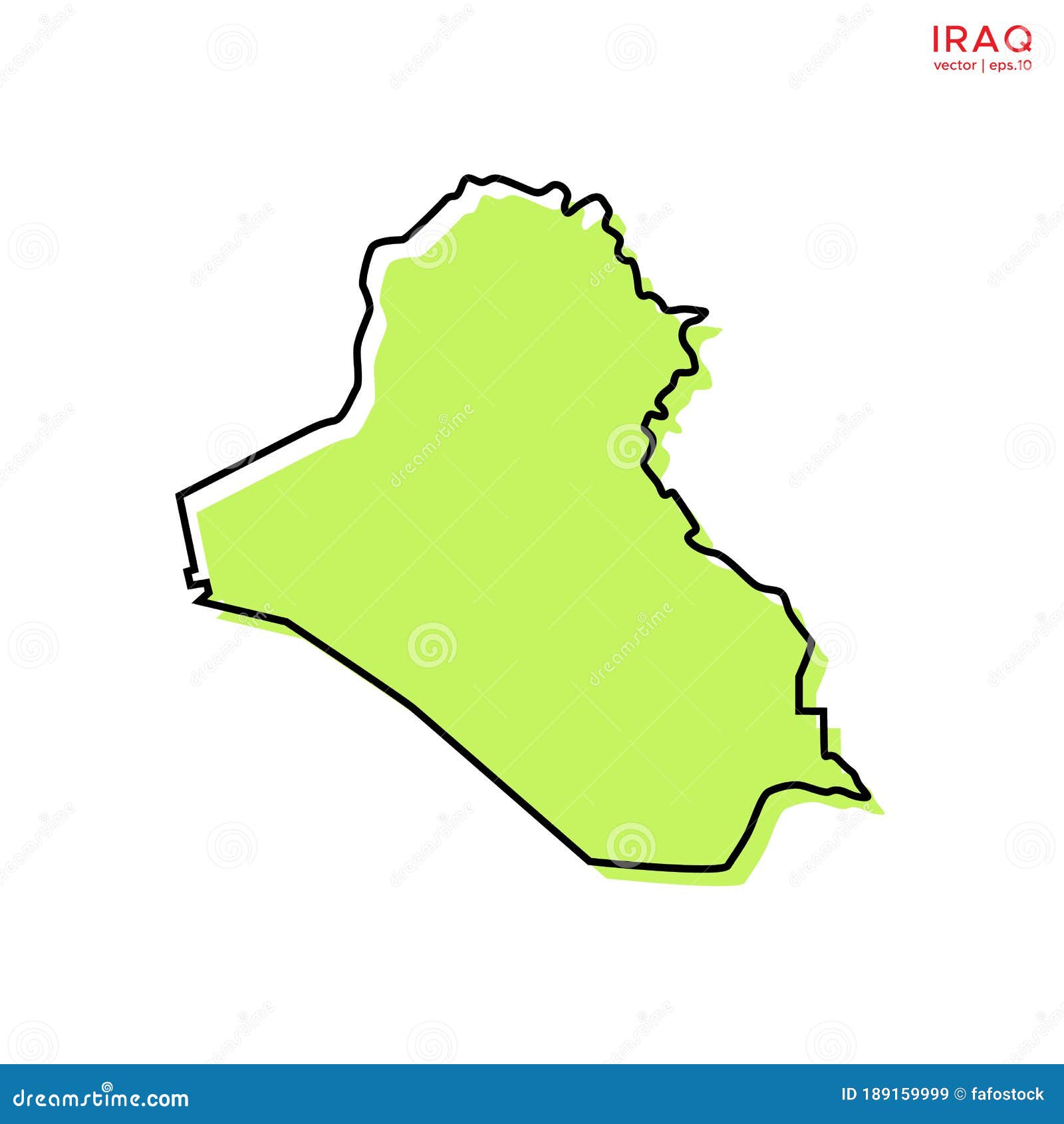 Green Map of Iraq with Outline Vector Design Template. Editable Stroke ...