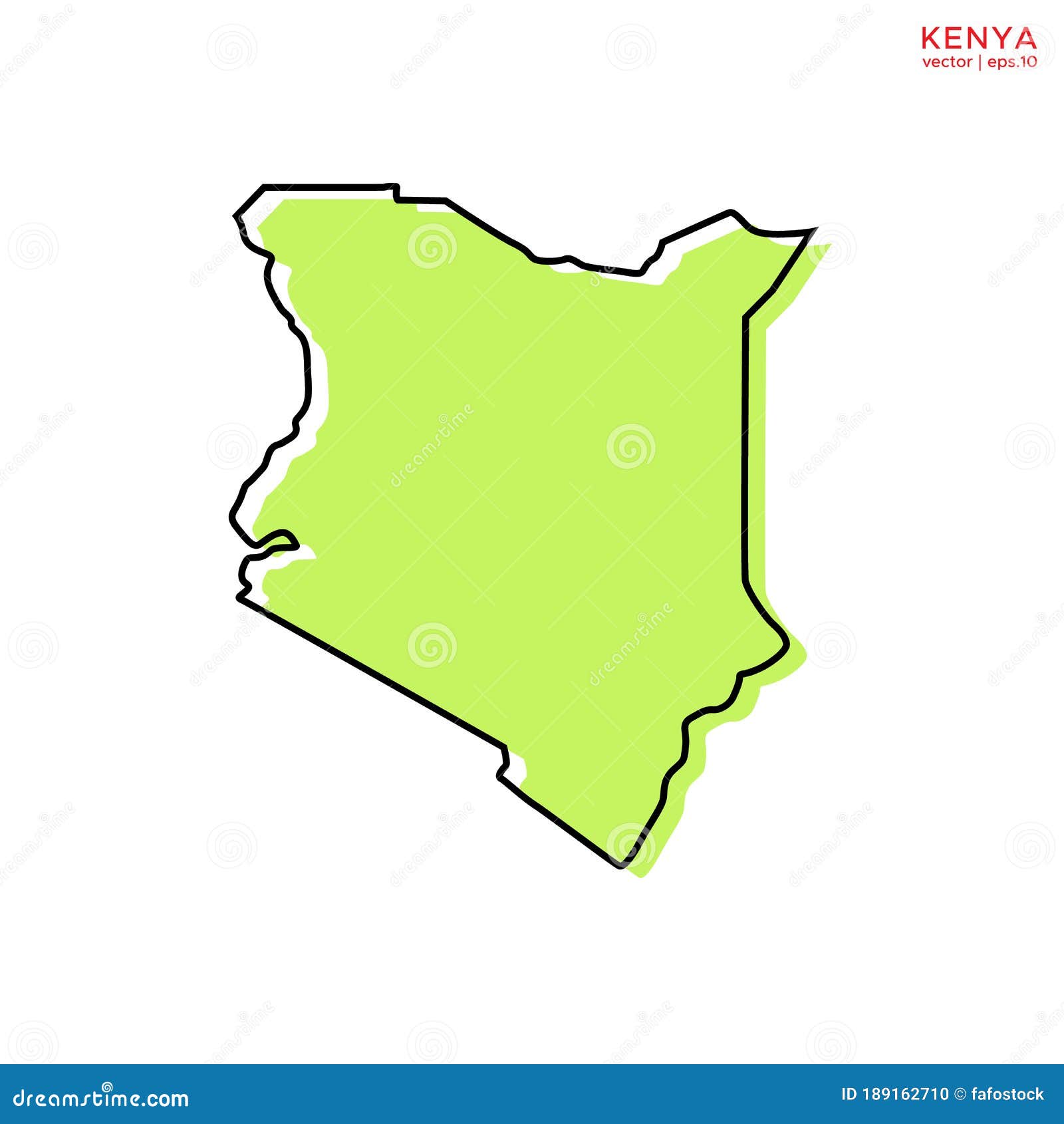 Green Map of Kenya with Outline Vector Design Template. Editable Stroke ...